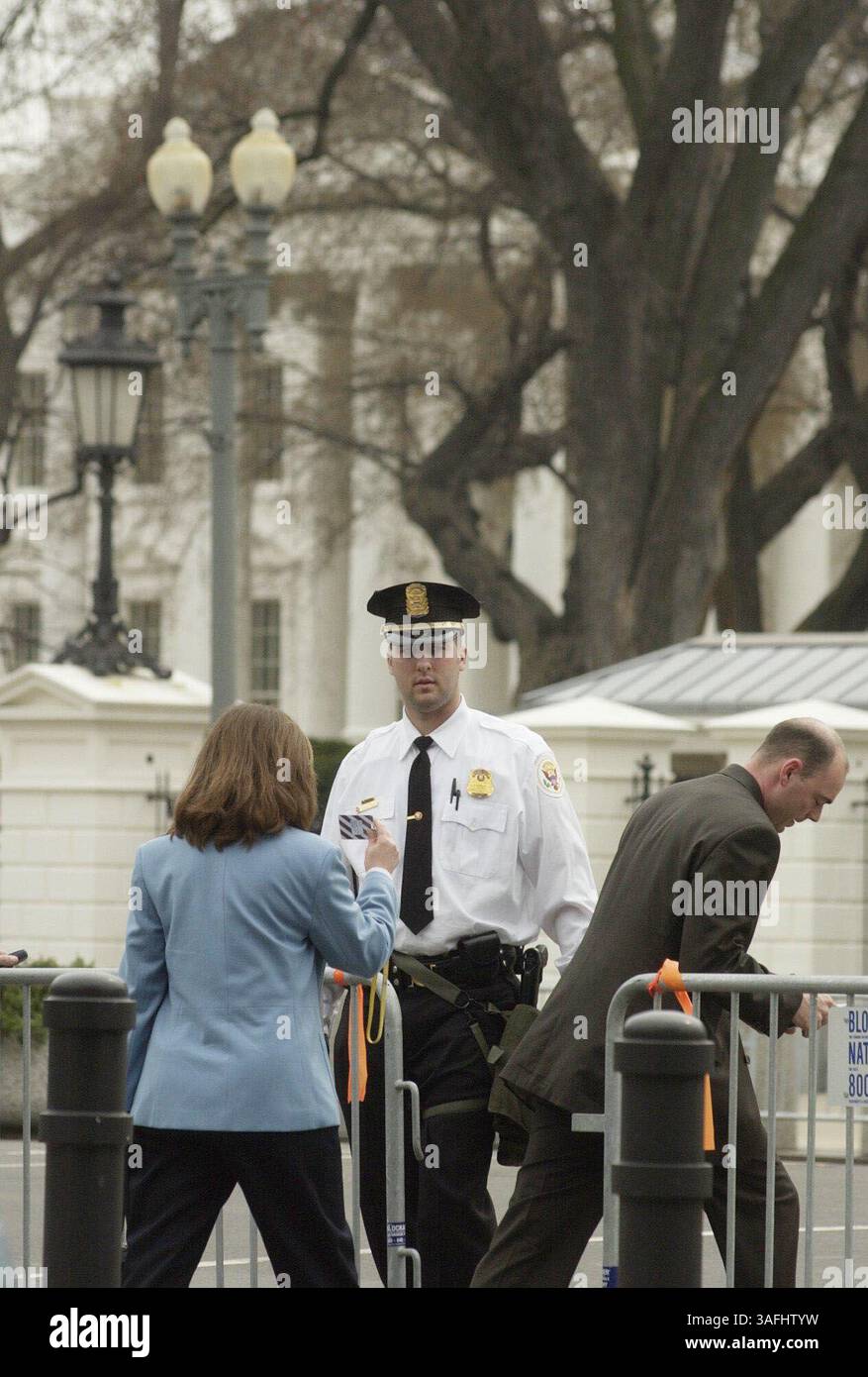 US Secret Service Officer JD Bolland checked ID's in front of the White ...