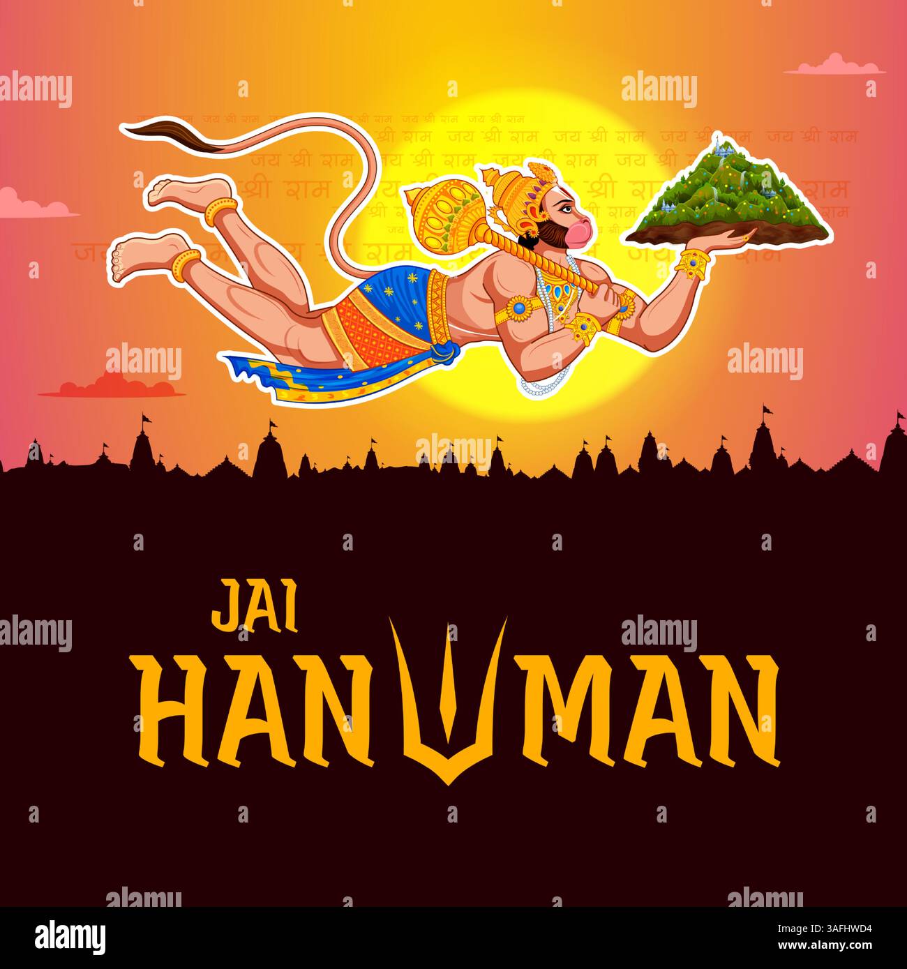 illustration of Lord Hanuman for Hanuman Jayanti Janmotsav celebration ...