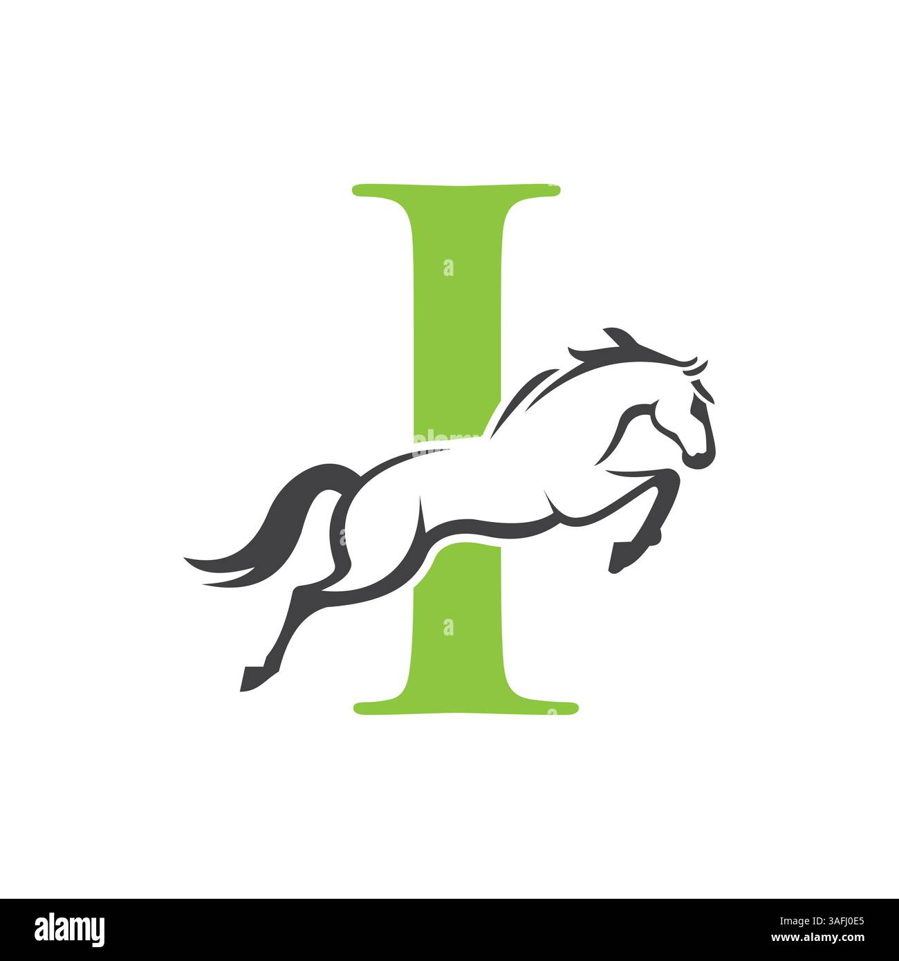 Initial Letter I Horse Logo Design Concept With Jumping Horse Symbol ...