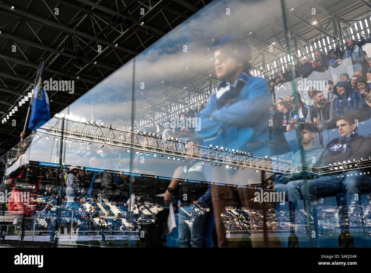 Bergamo, Italy. 6th Apr, 2025. An Atalanta BC fan looks on prior to ...