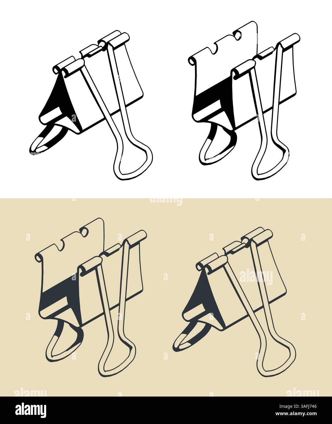 Stylized vector illustrations of binder clip Stock Vector Image & Art ...