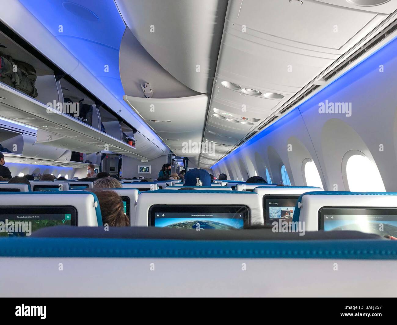 August 18, 2021 - Mississauga, Ontario, Canada: Inside of a WestJet ...