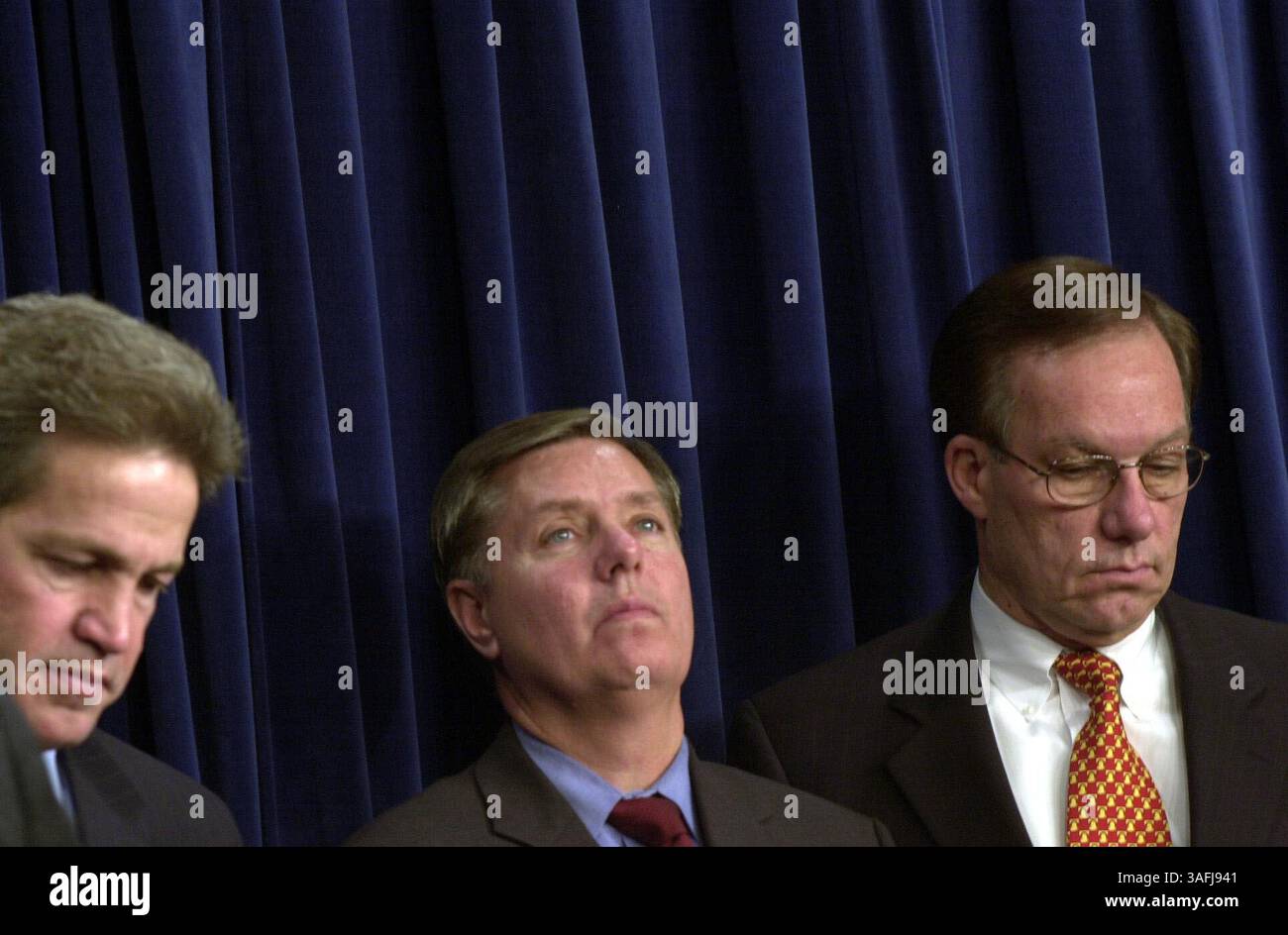 From left to right) Senator Norm Coleman (R-Minn), Senator Lindsey Grahm (R-SC), and Senator ...