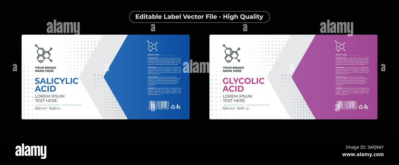 Salicylic acid peel label design glycolic acid label design, cosmetic ...