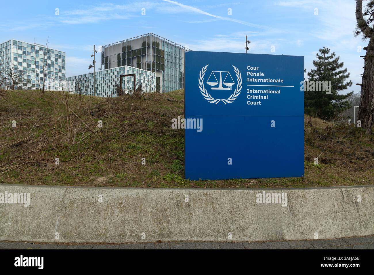 The Hague, the Netherlands. 15 February 2025. Logo sign and building of ...