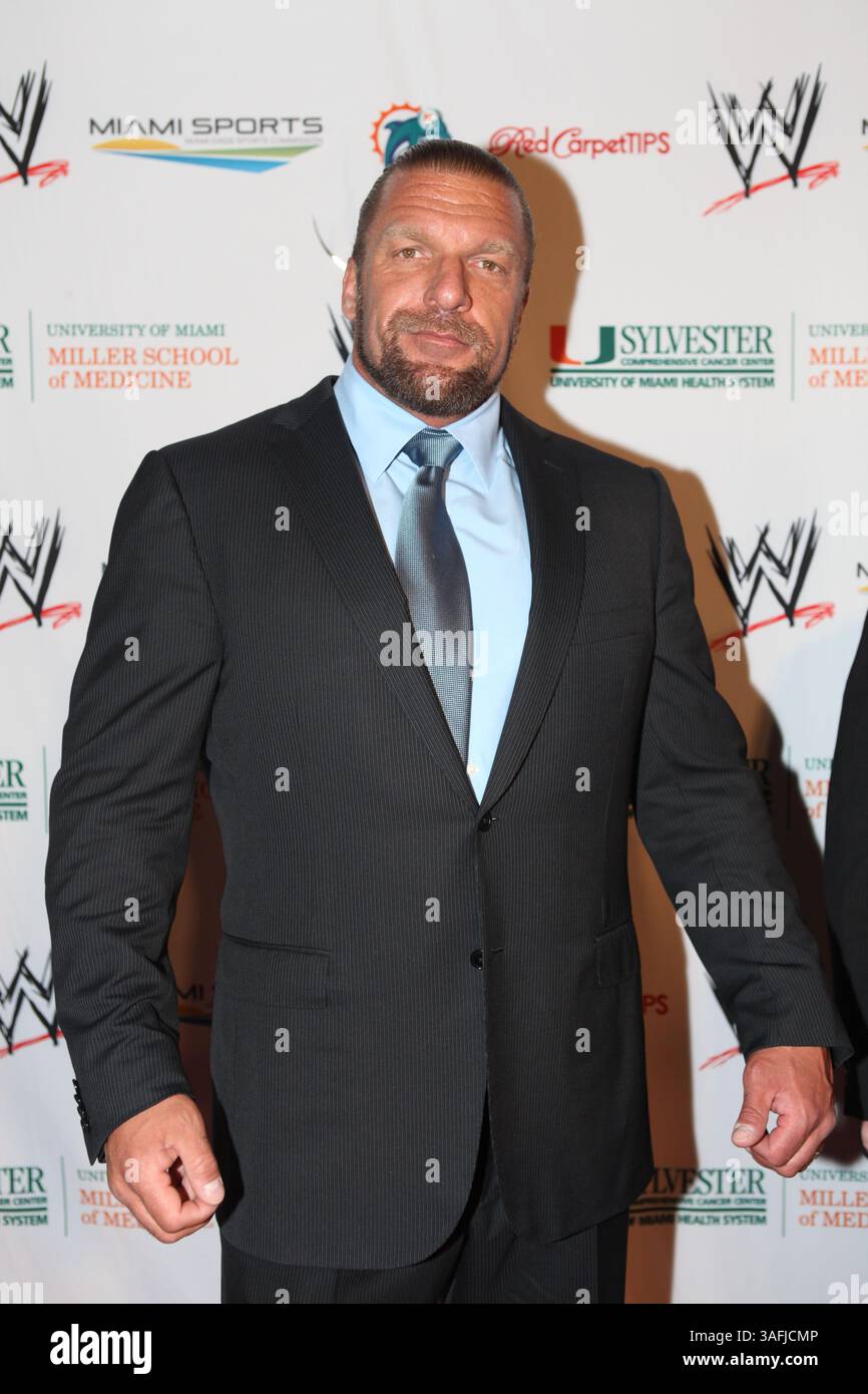 WWE legend Triple H poses for media on the red carpet at the WWE 2012 ...