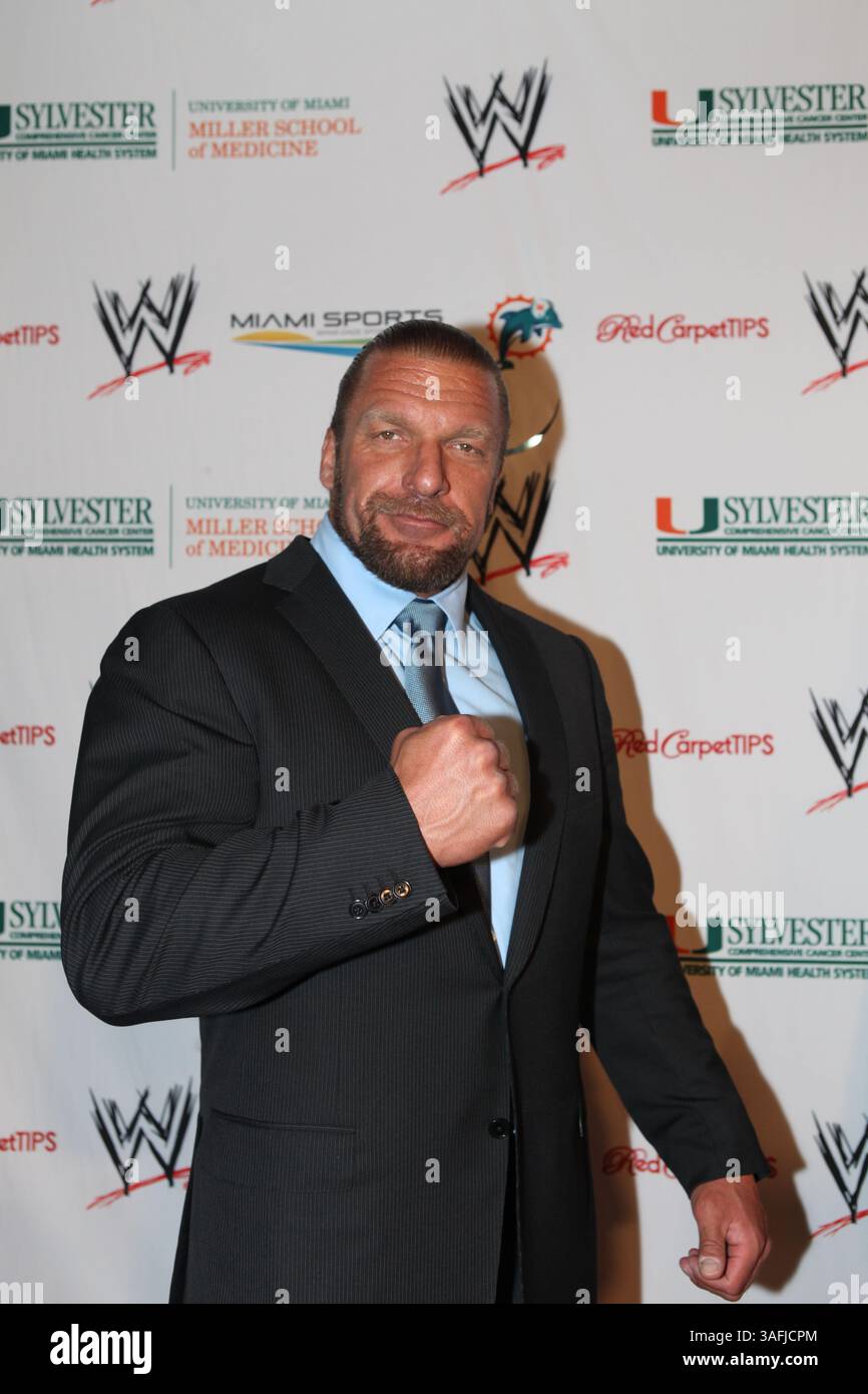 WWE legend Triple H poses for media on the red carpet at the WWE 2012 ...