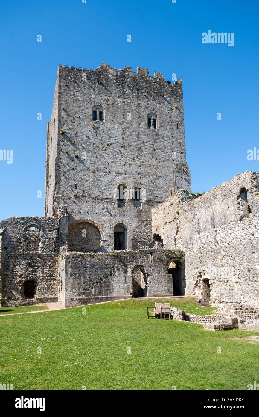Portchester Castle in Hampshire, England, UK - view of the landmark ...