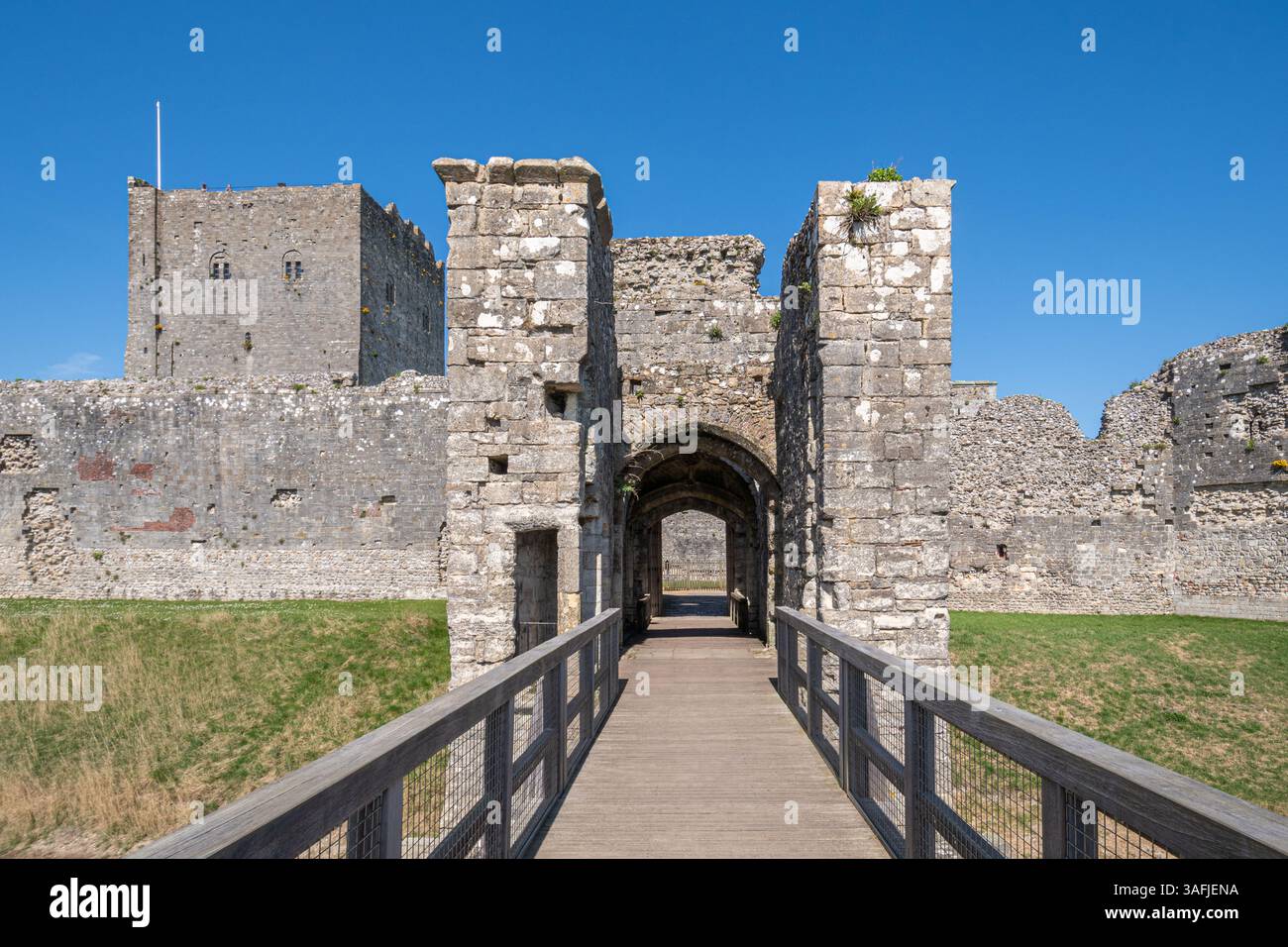 Portchester Castle in Hampshire, England, UK - view of the landmark ...