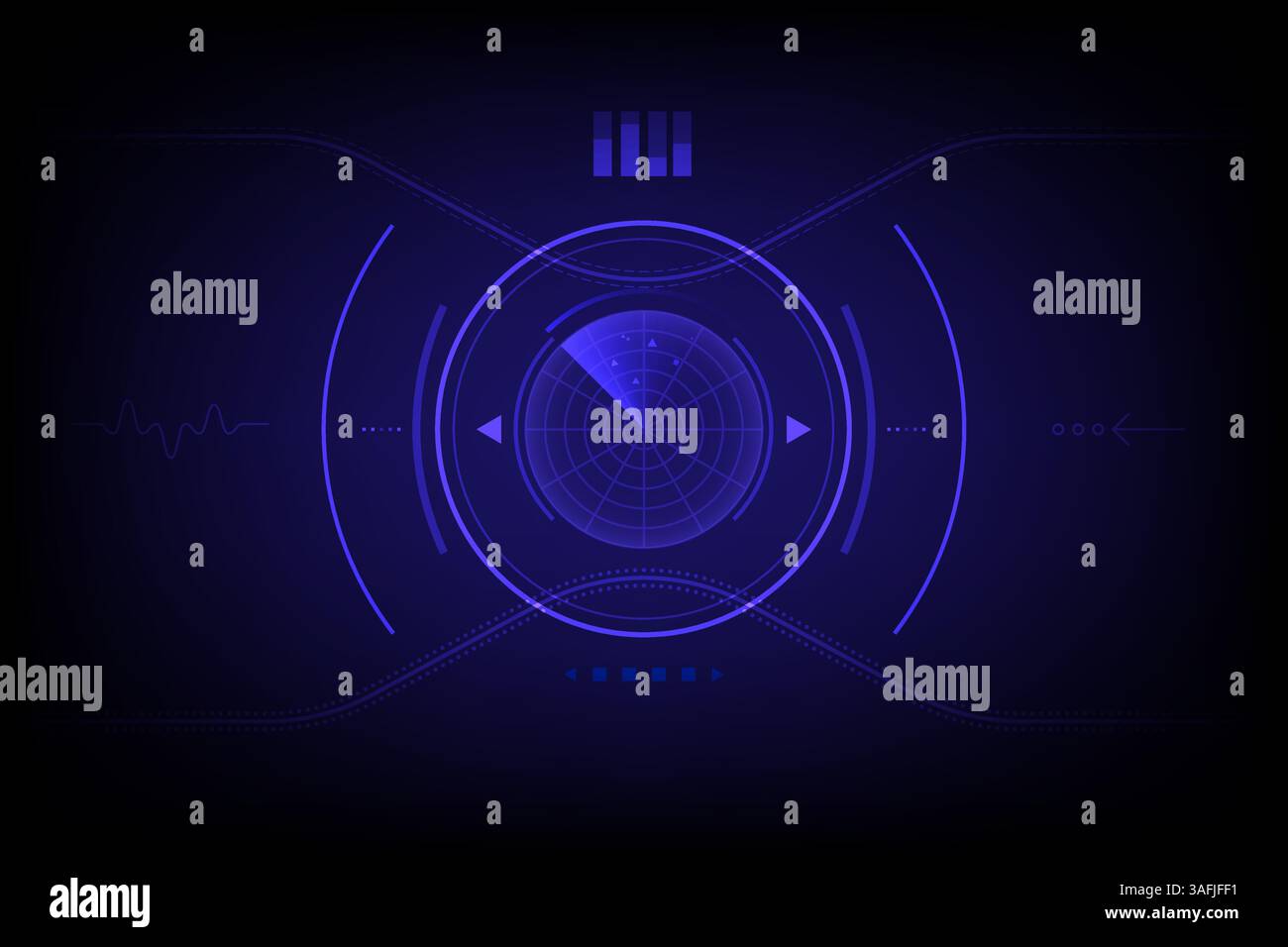 Abstract Technology concept Digital realistic radar screen and targets ...