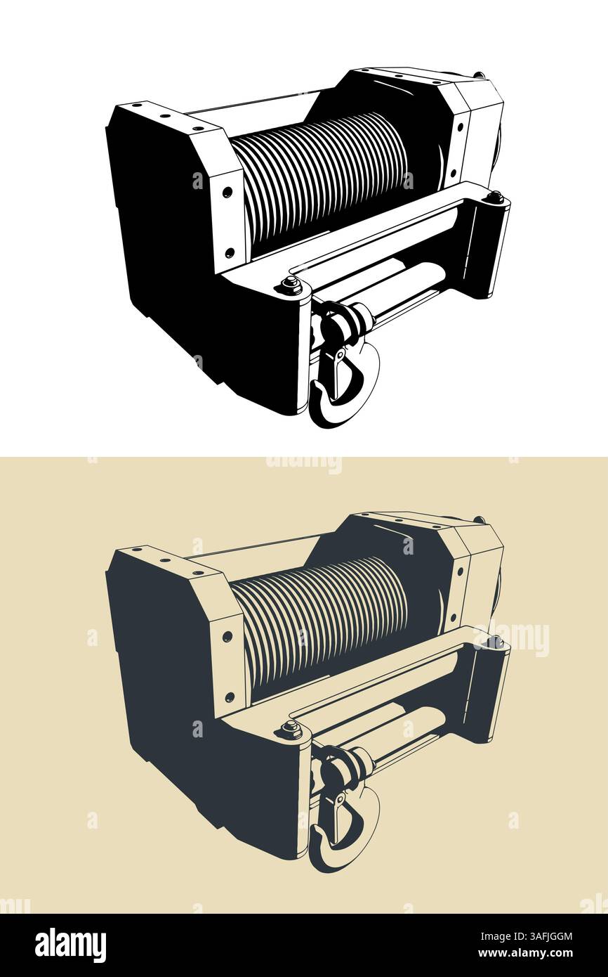 Hydraulic winch stylized vector illustrations Stock Vector Image & Art ...