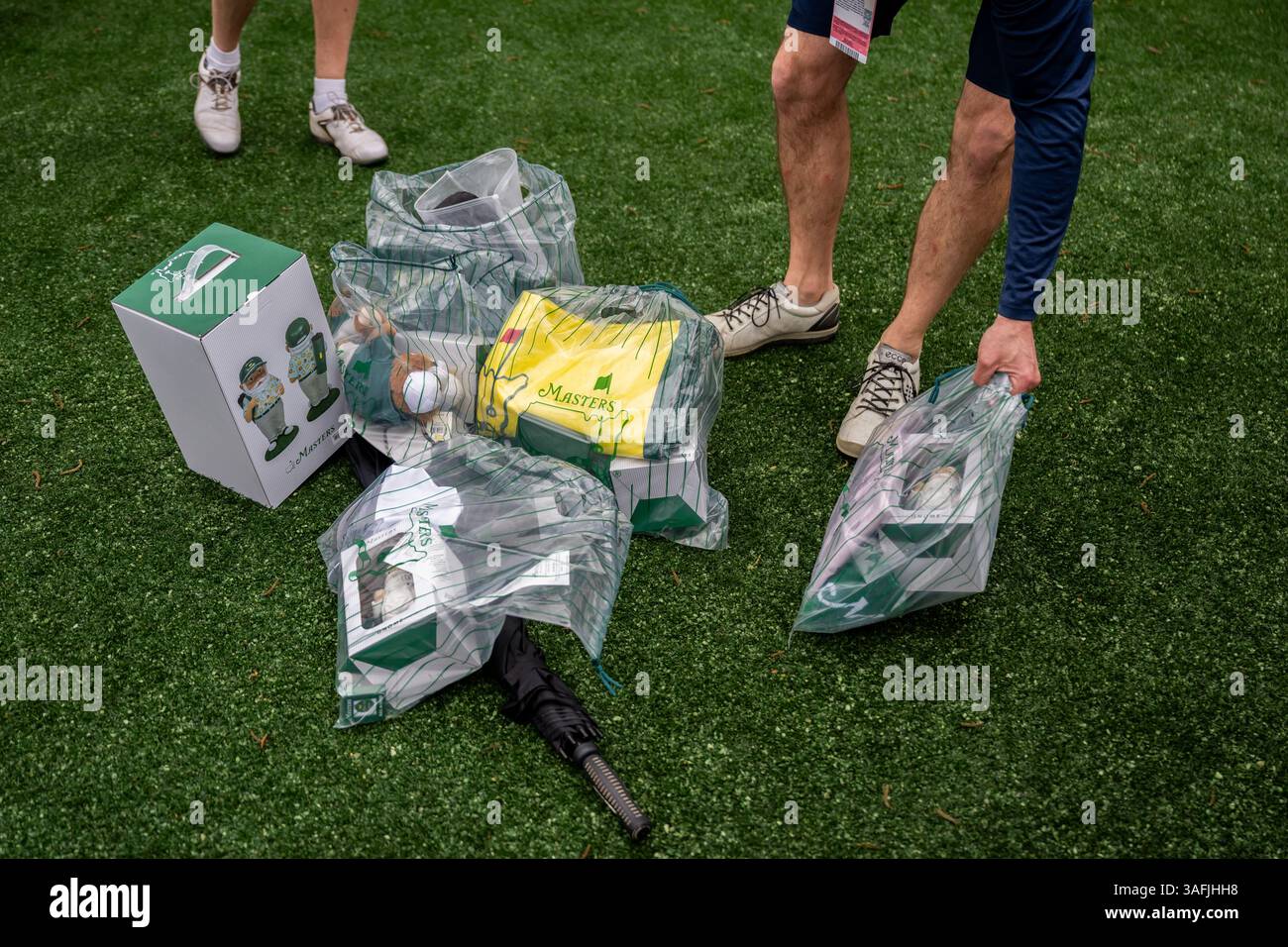 250407 General view of purchases from The Masters Merchandise Golf Shop ...