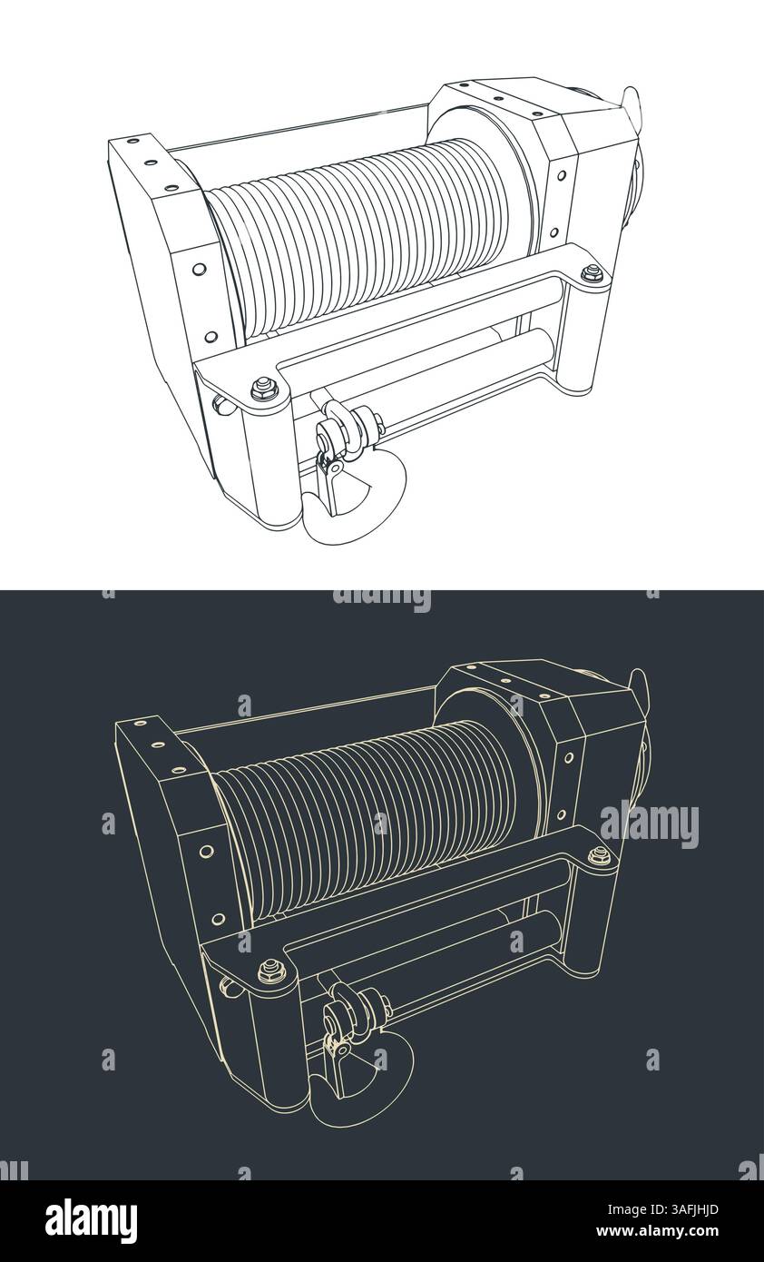 Hydraulic winch stylized vector illustrations Stock Vector Image & Art ...