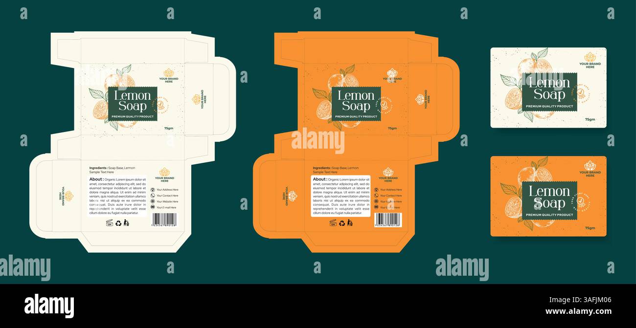Lemon soap box design packaging design. Abstract vector bath soap box ...