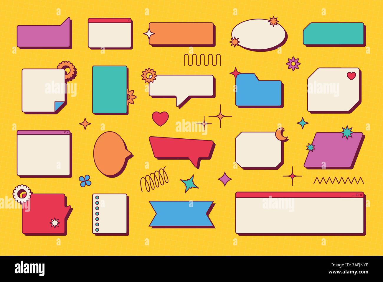 Windows Frame Box Retro Browser Chat Dialog Computer Interface Message Notification Stickers