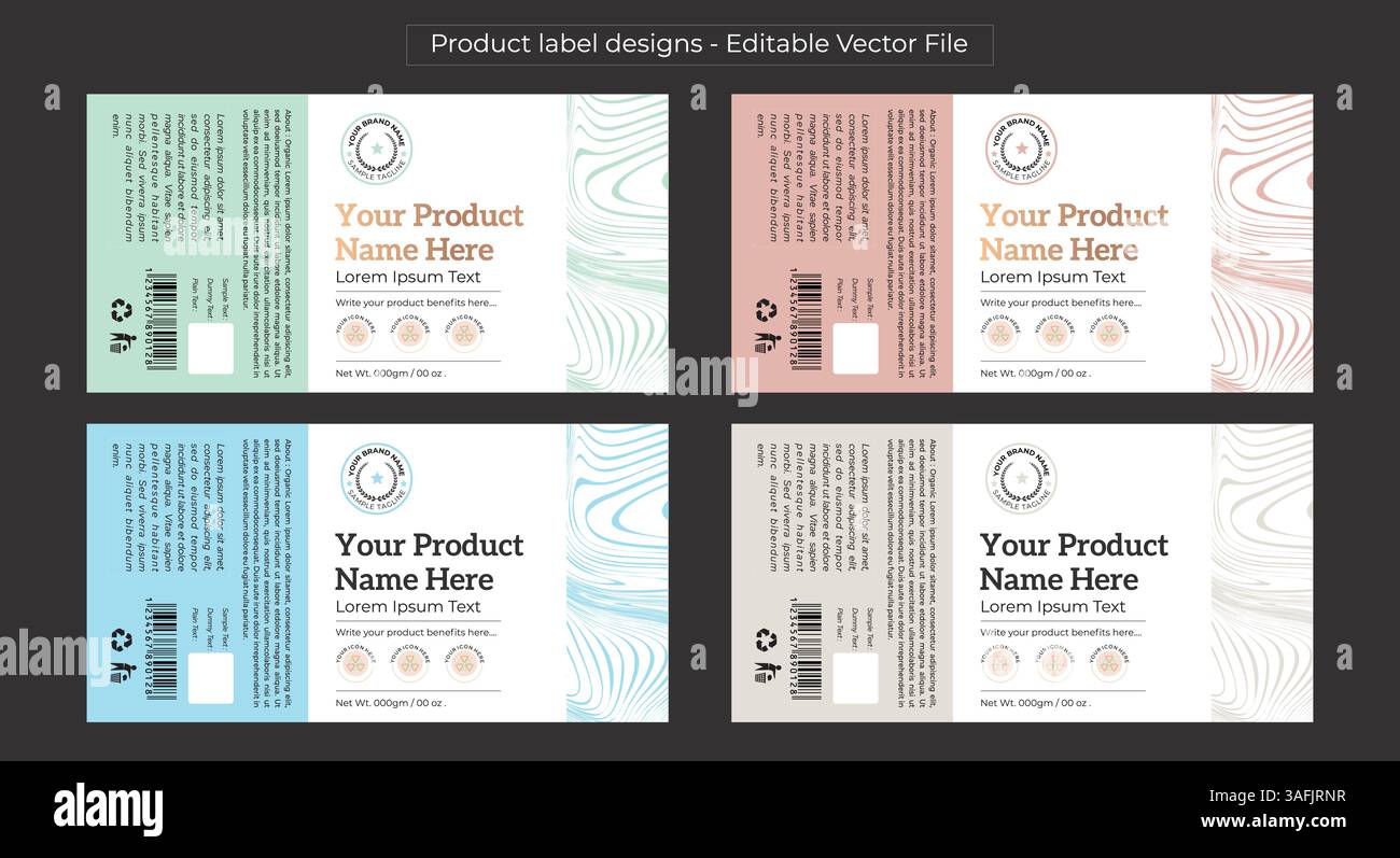 Product label design template, pastel color labels editable vector file ...