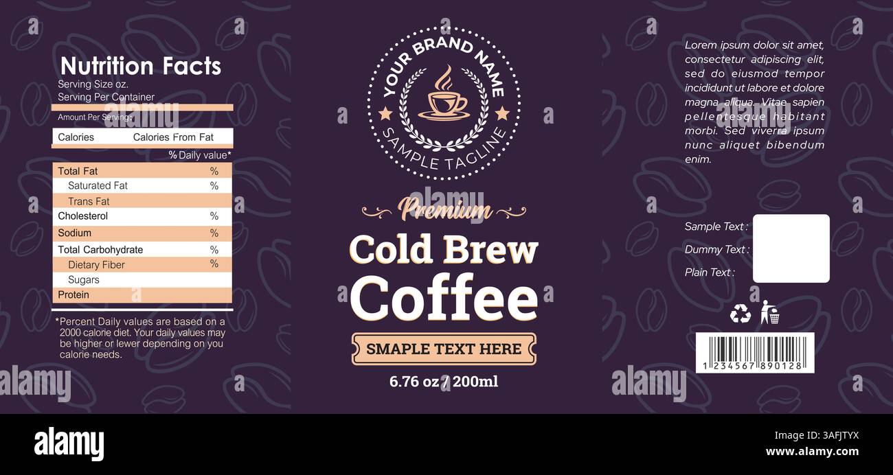 Cold brew Coffee Label Design, Coffee drink bottle label design with ...