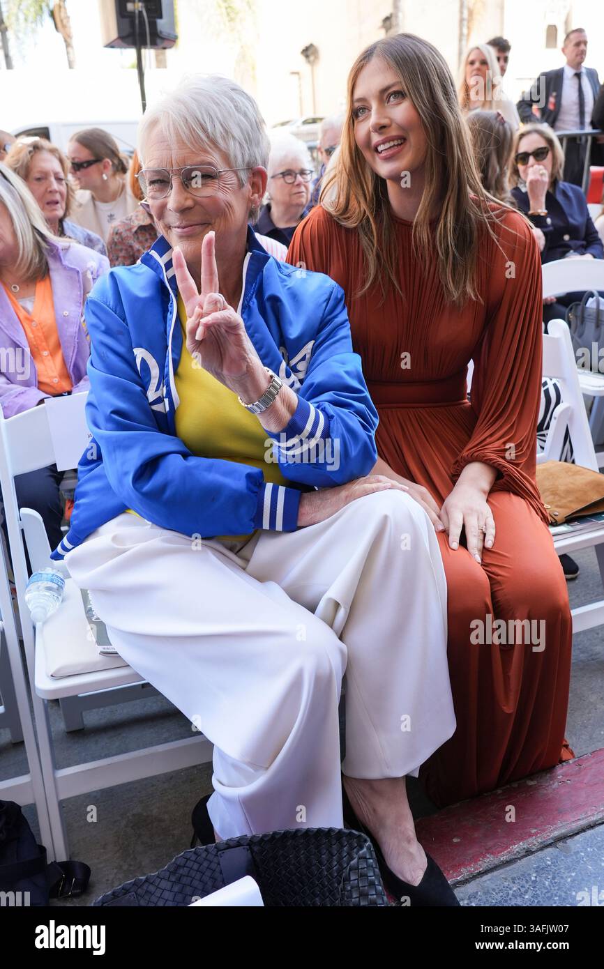 Jamie Lee Curtis, left, and Maria Sharapova attend a ceremony honoring ...