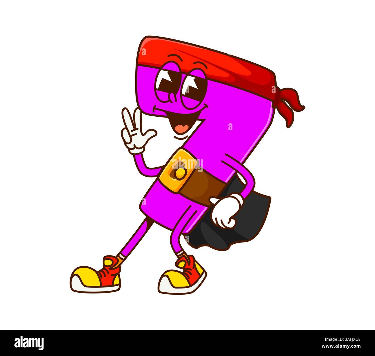 Groovy cartoon math number 7 funny pirate or corsair, vector Caribbean ...