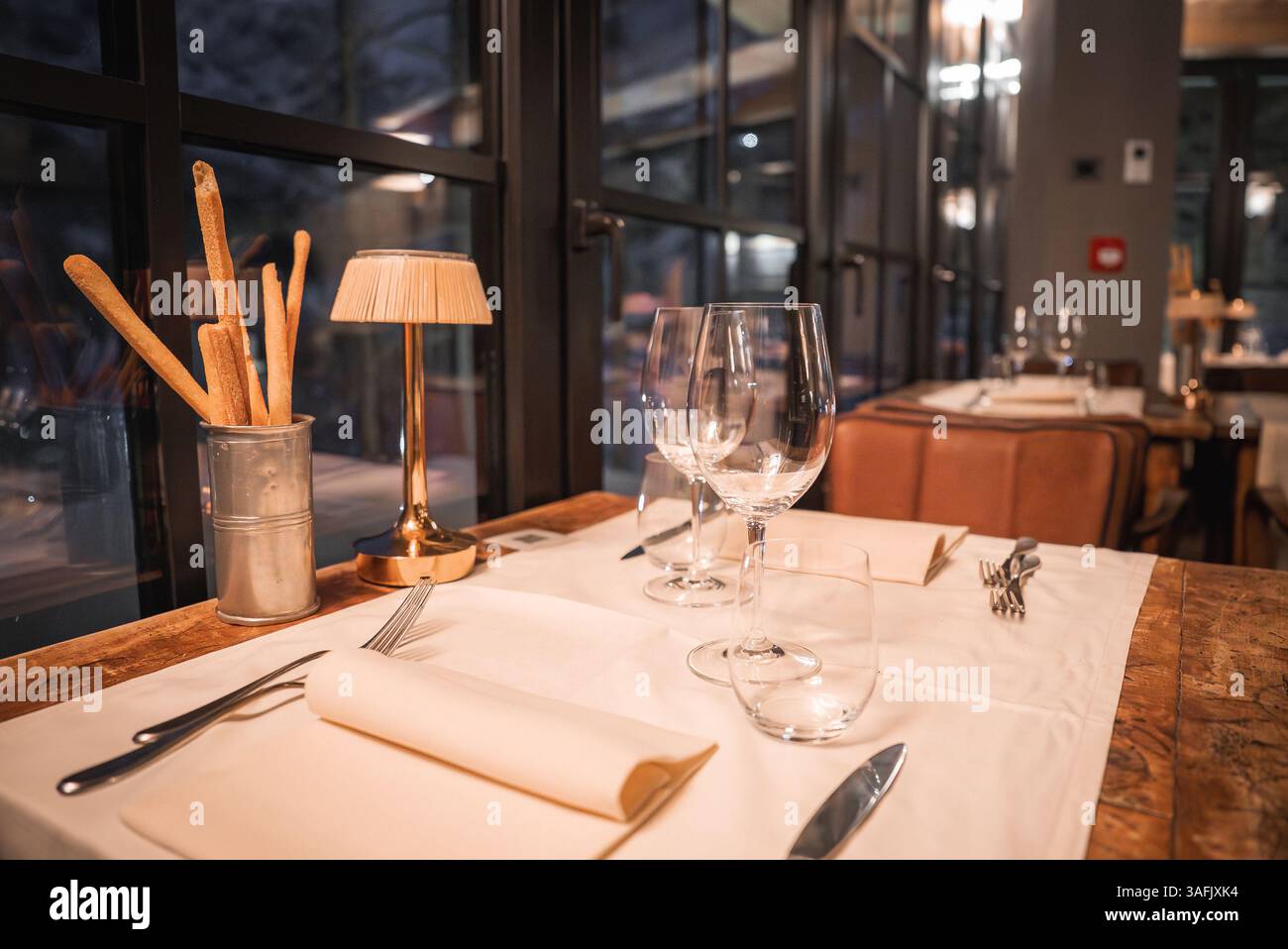 Elegant Dining Table Setup in a Luxury Restaurant in the Italian Alps ...