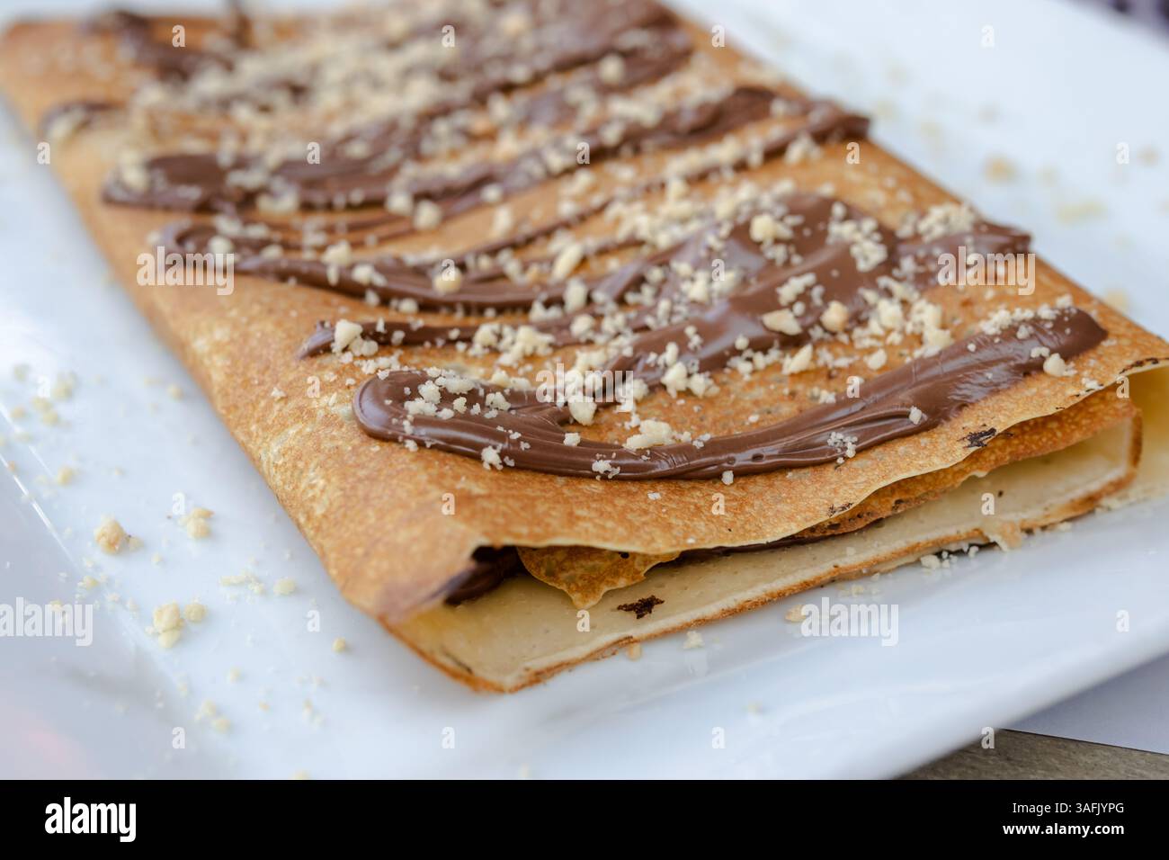 Flat Lay of Delicious Chocolate Crepes Stock Photo - Alamy