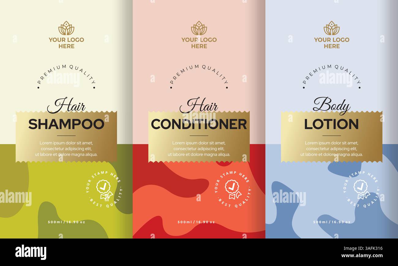 Shampoo label design, Conditioner Label Design, Body Lotion Label ...