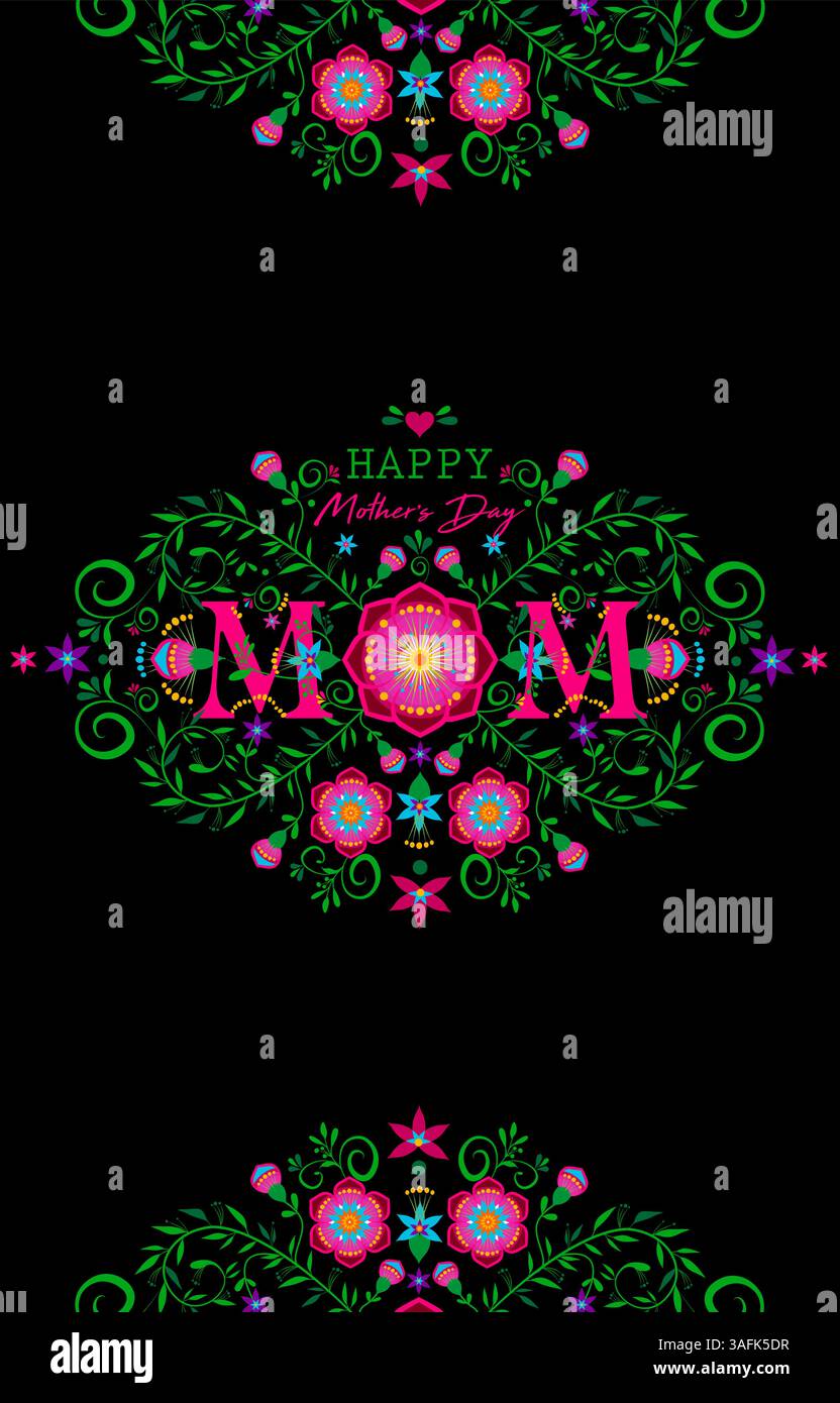 Mother's day hand drawn flowers, best mom text concept, floral poster ...