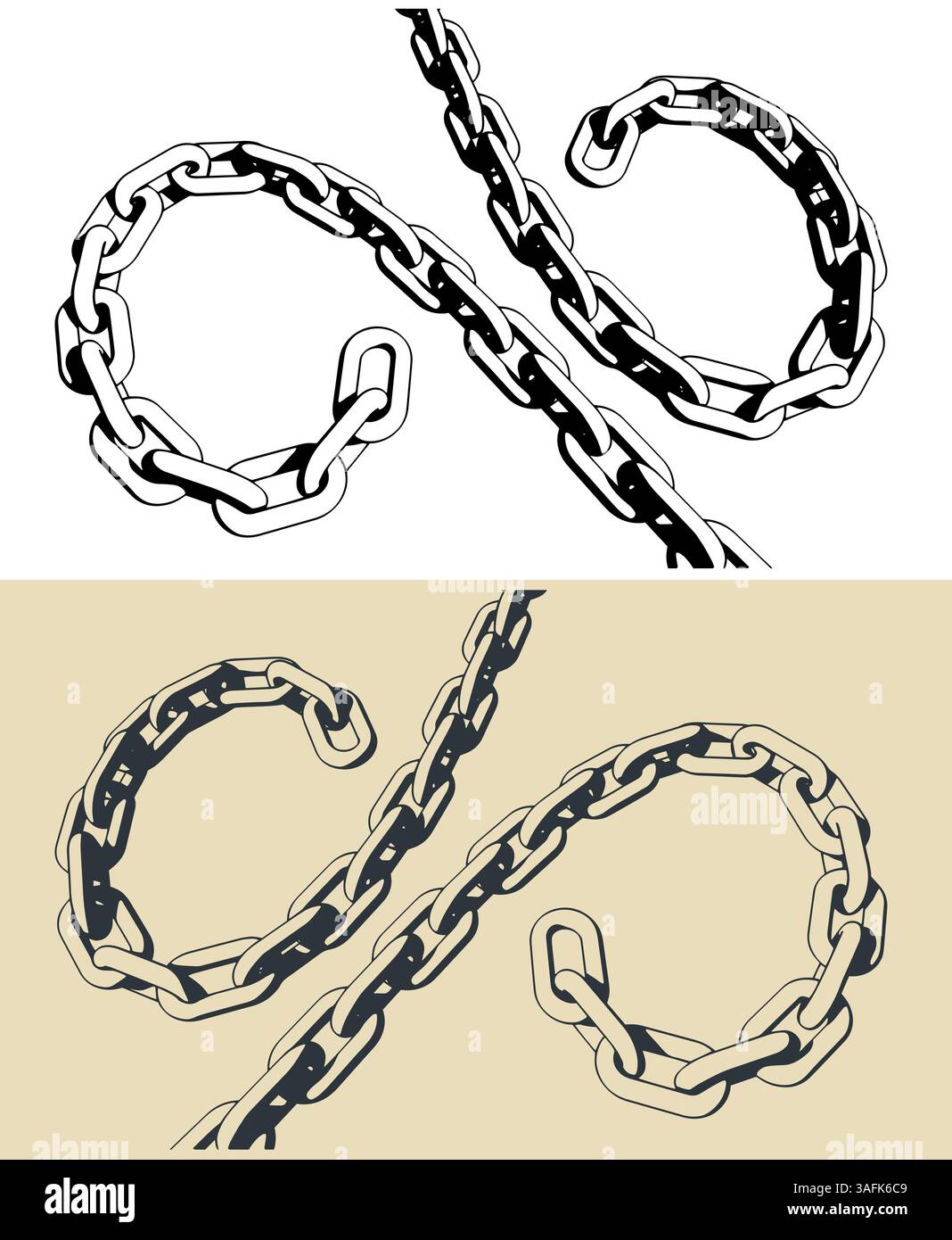 Pieces of metal chain stylized vector illustrations Stock Vector Image ...