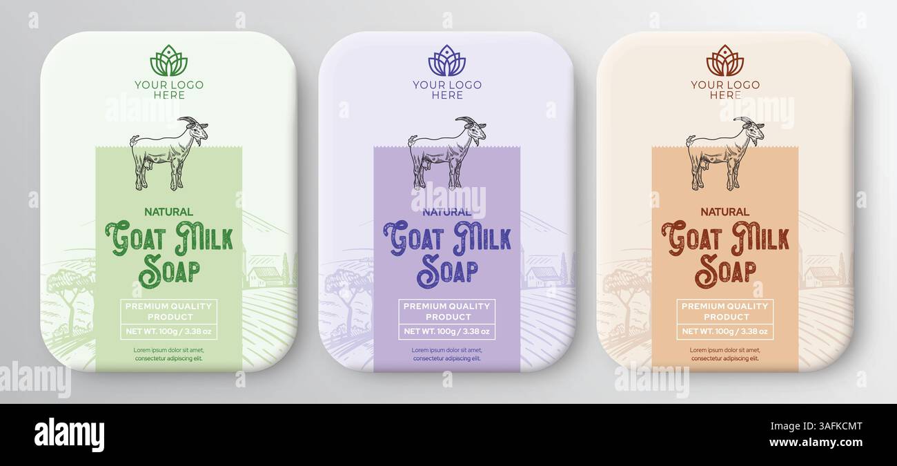 Goat milk soap label design hand drawn goat milk labels and patterns ...