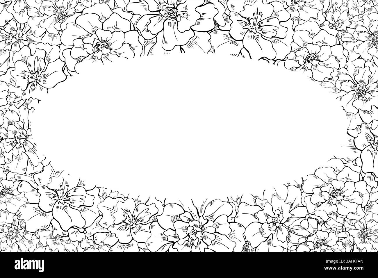 Painted floral border Black and White Stock Photos & Images - Alamy
