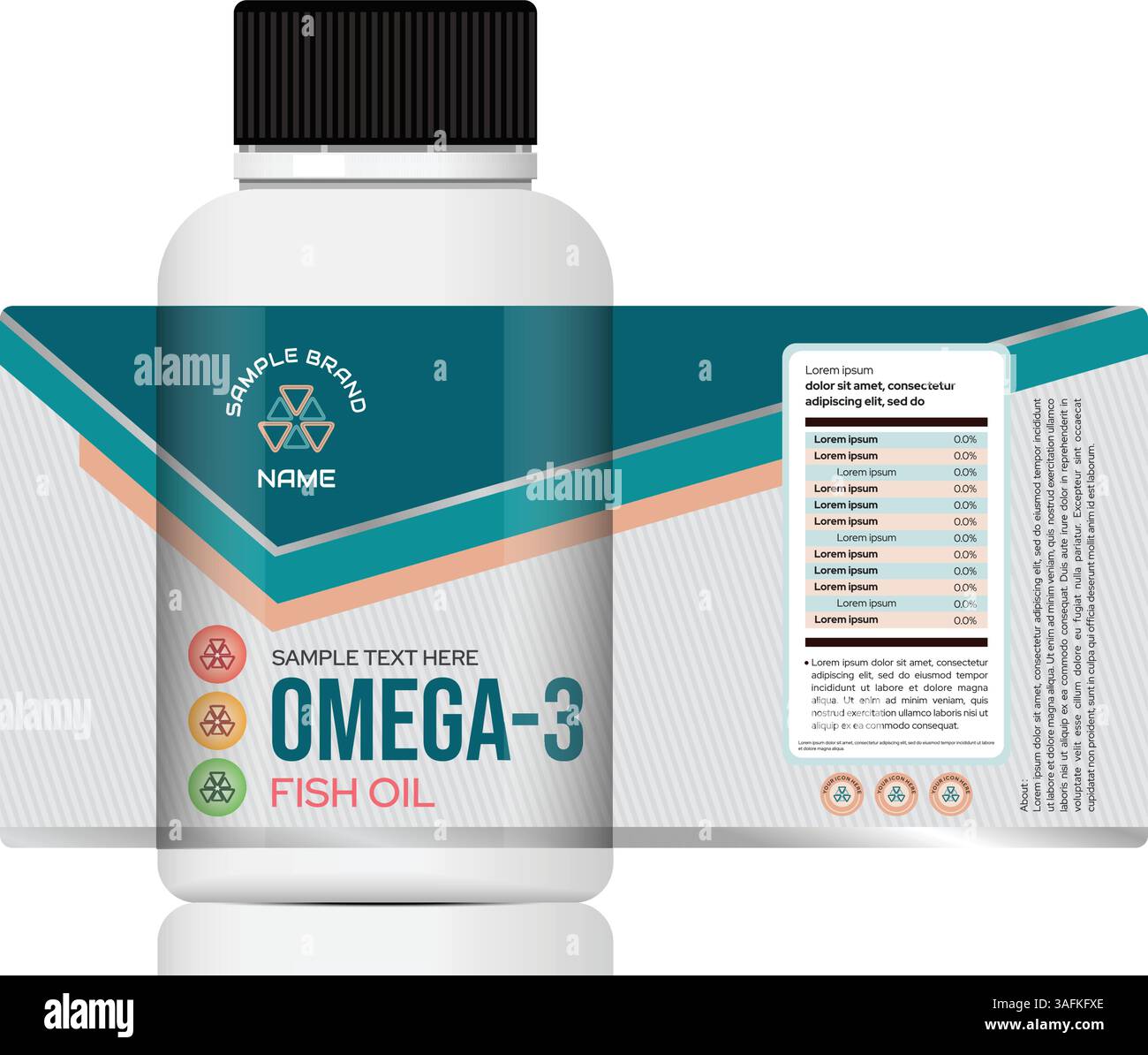 Omega-3 Fish Oil Nutrition Supplement Label Design, multivitamin ...