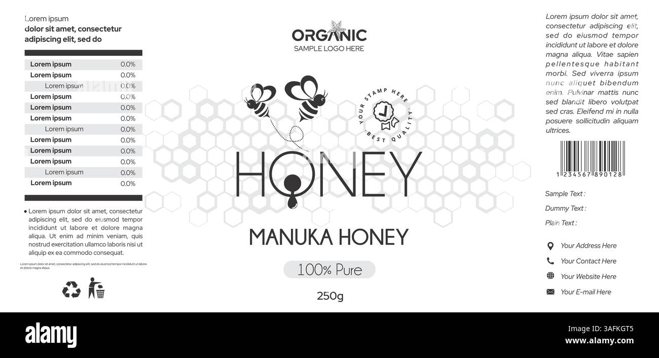 Premium Honey label design jar packaging design black and white premium ...