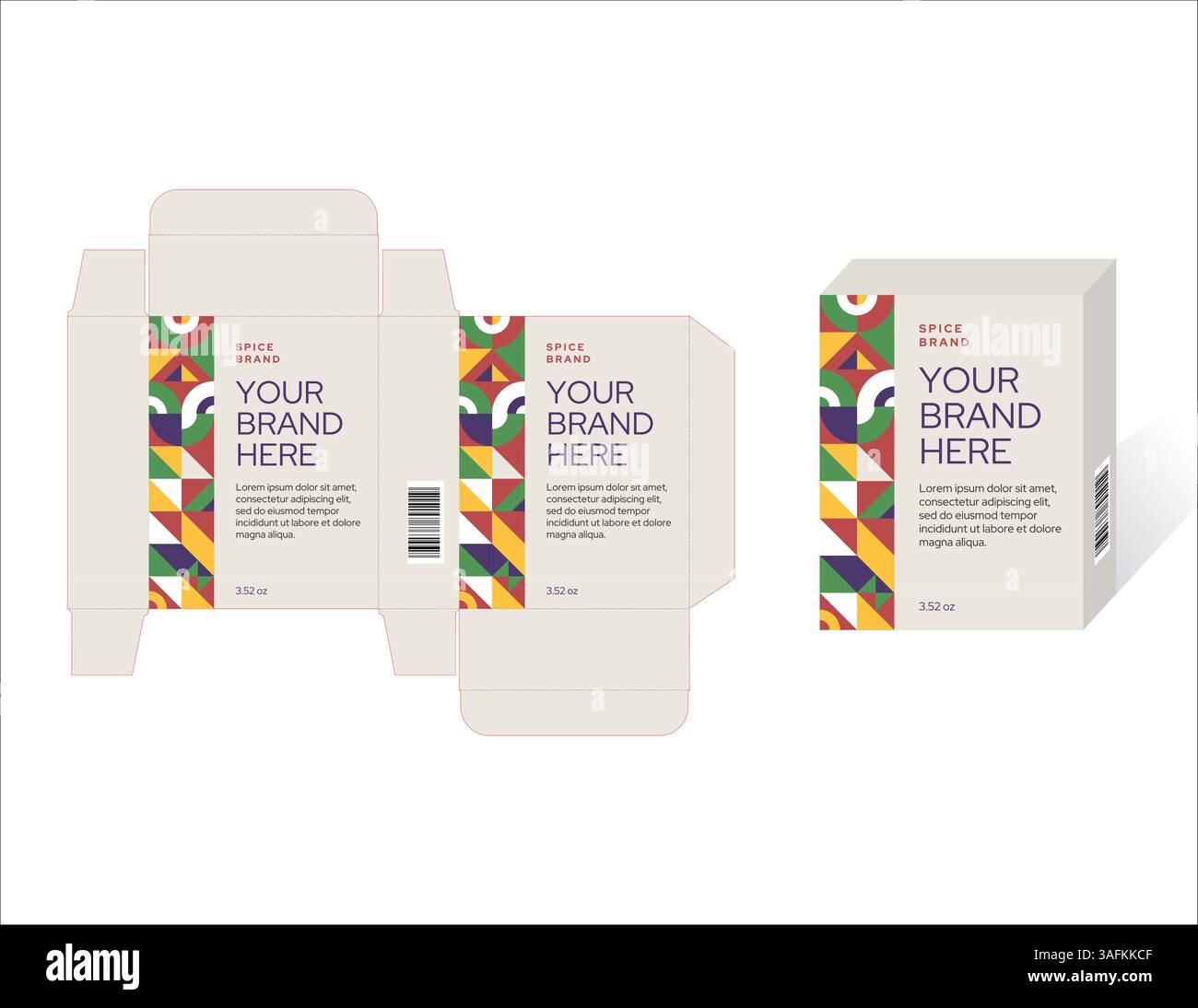 Box Packaging Design with die line, Layout and Mockup Illustration ...