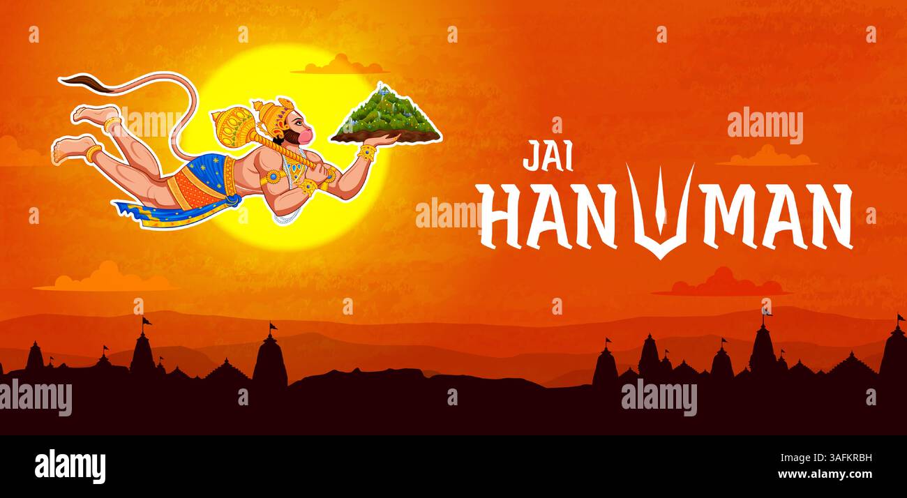 illustration of Lord Hanuman for Hanuman Jayanti Janmotsav celebration ...