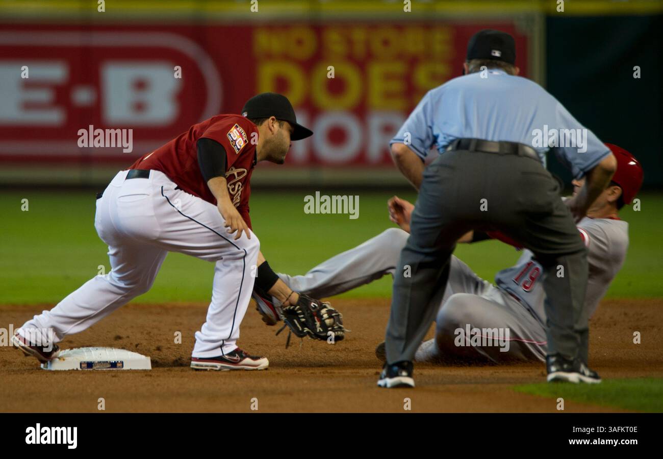 June 3, 2012: Jose Altuve #27 and Joey Votto #19 in action during the ...