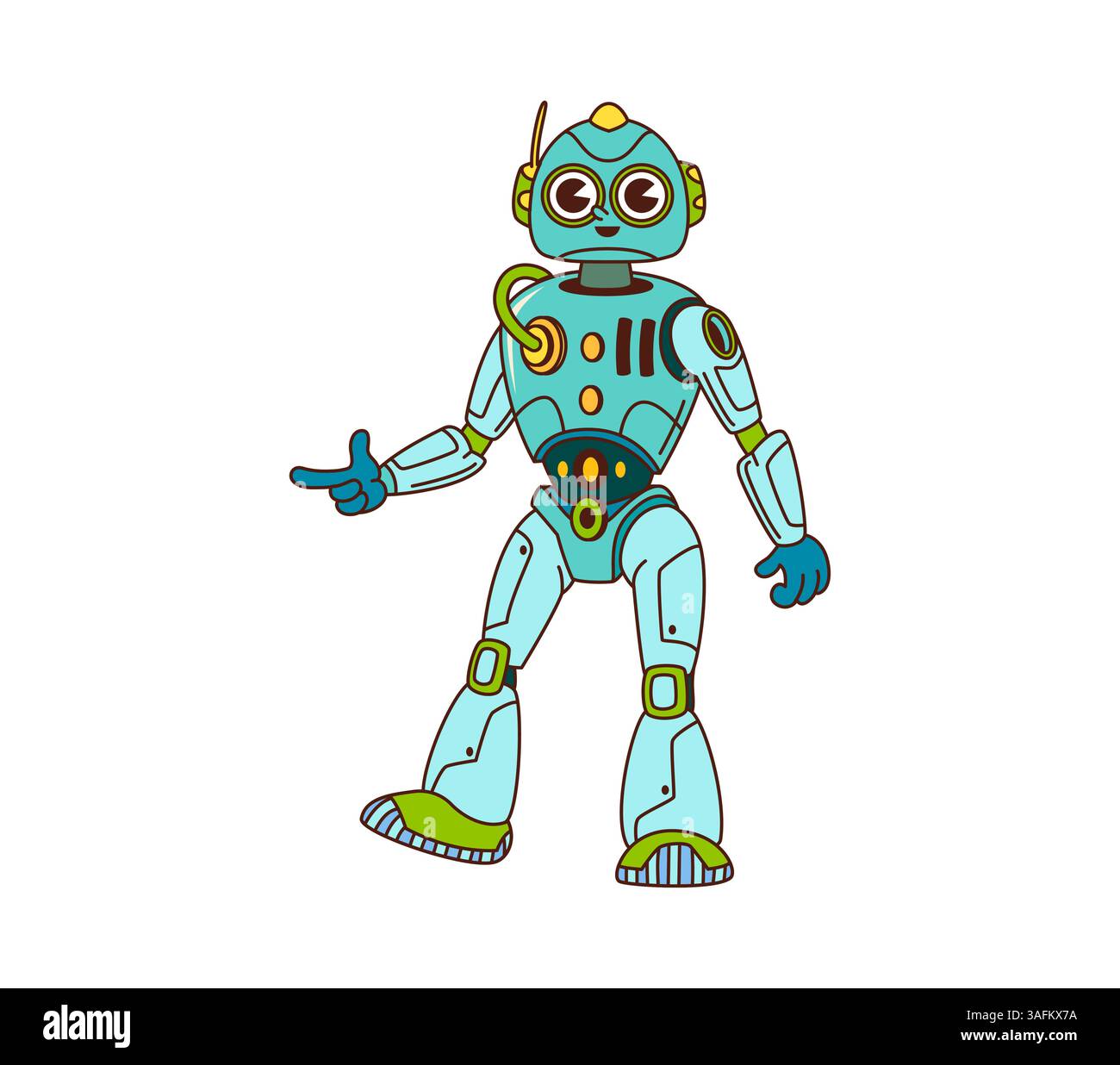 Cartoon groovy robot and droid character, futuristic and friendly ...