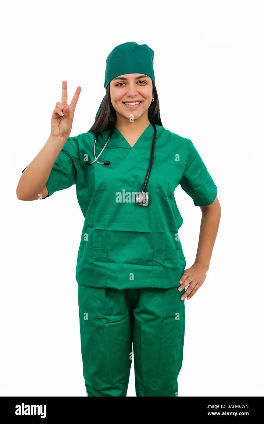 Young hispanic woman smiling fingers Cut Out Stock Images & Pictures ...