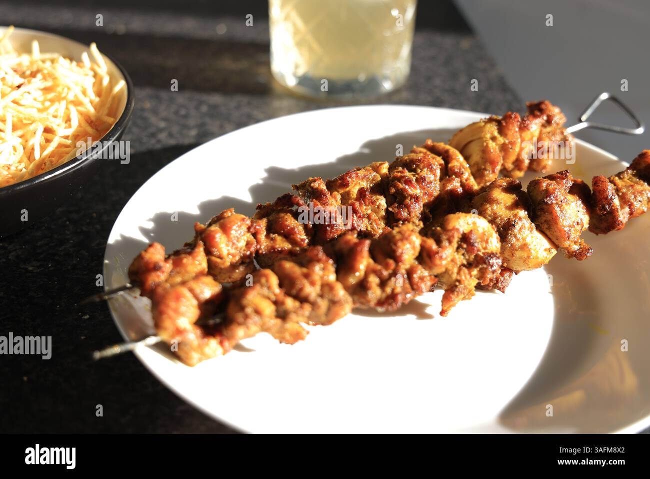 spanish style grilled pinchos chicken meat Stock Photo - Alamy
