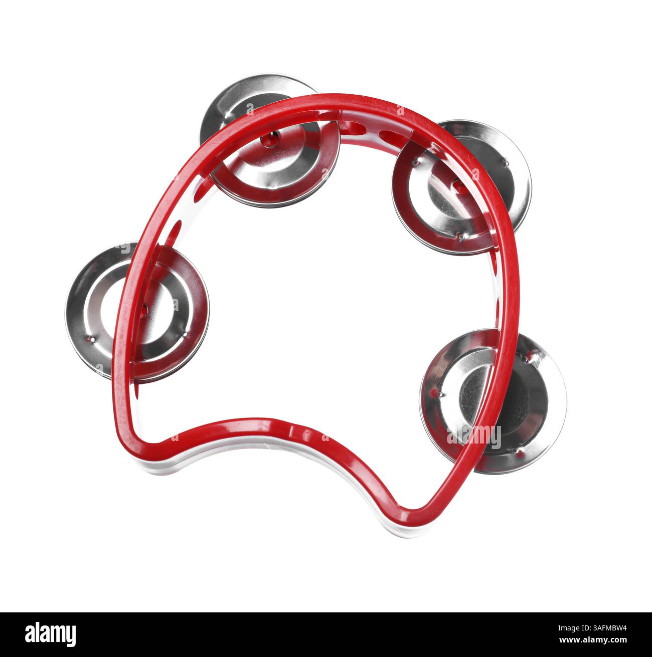 Red toy tambourine isolated on white. Child's musical instrument Stock ...