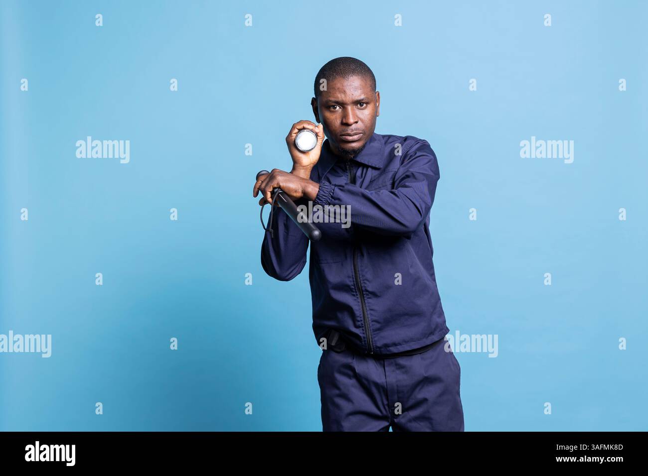 African american bodyguard patrolling the perimeter in the dark ...
