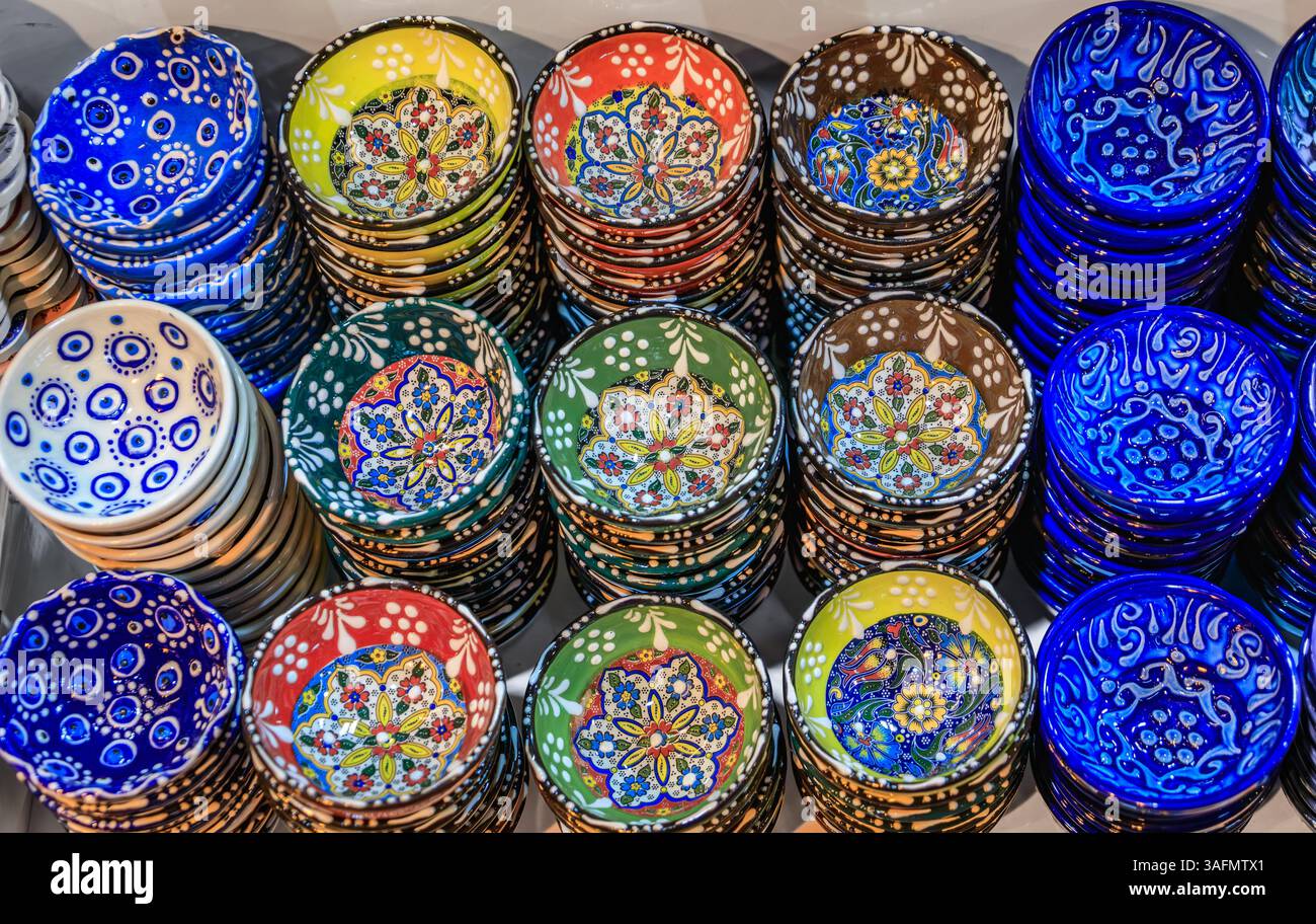 Ornate handmade Turkish ceramic Iznik pottery plates with floral ...