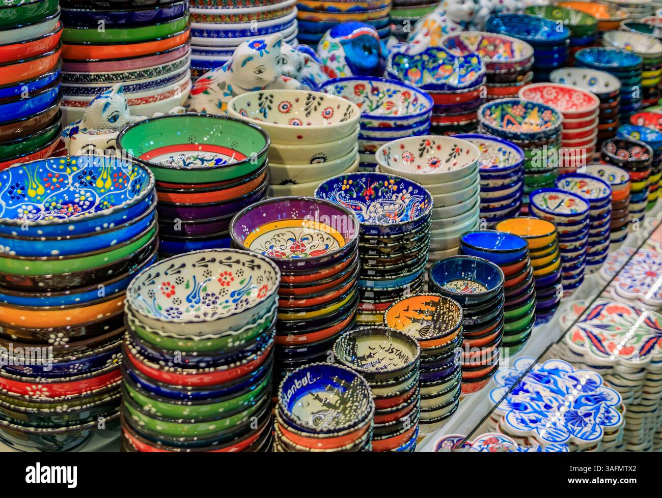 Ornate handmade Turkish ceramic Iznik pottery plates with floral ...