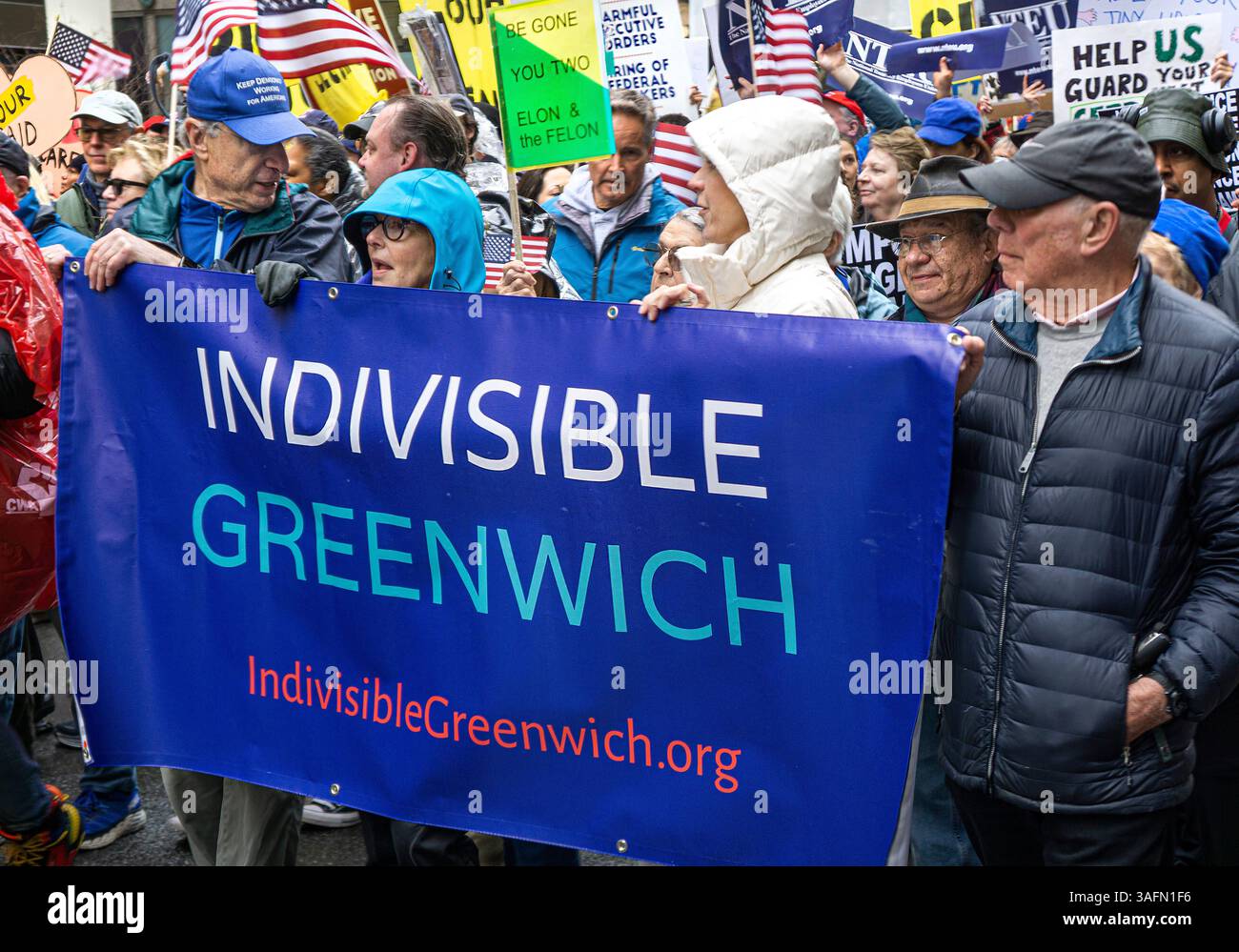 Demonstrators participating in "Hands Off" National Day of Action ...