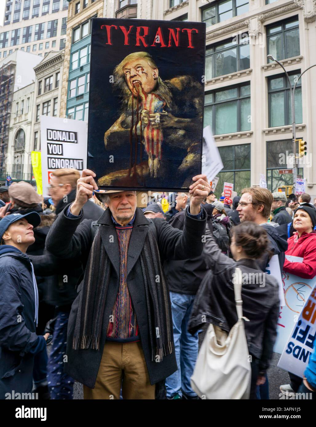 Demonstrators participating in "Hands Off" National Day of Action ...