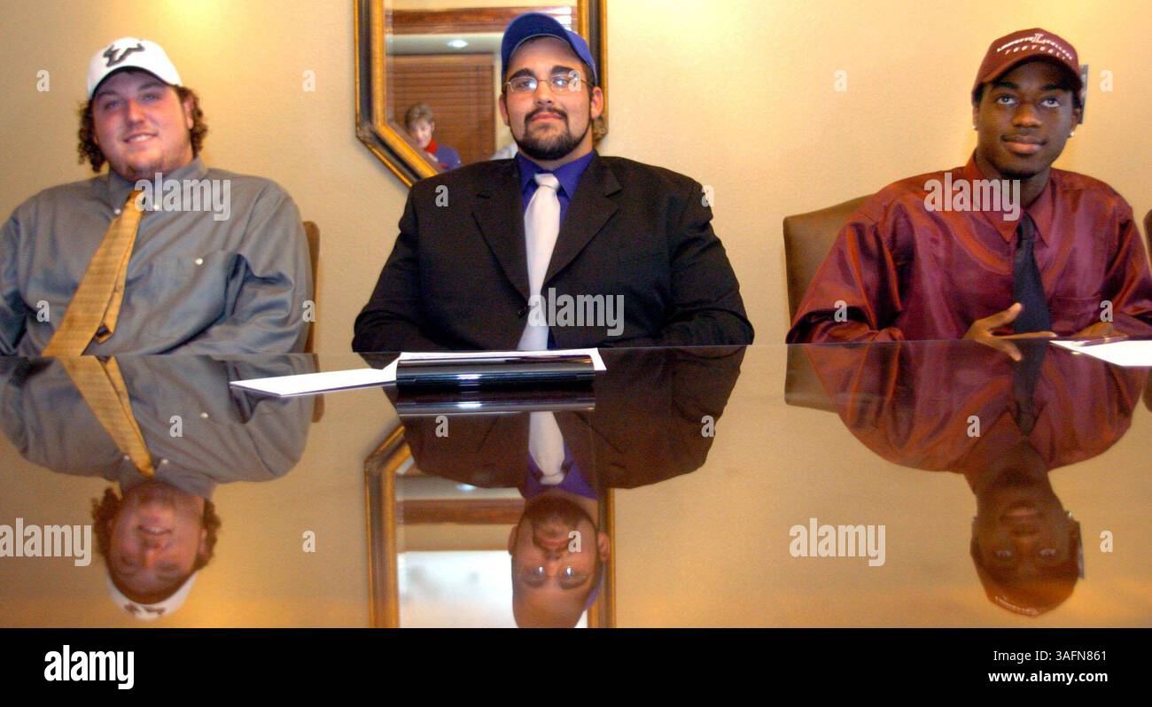 Three Wesley Chapel High School football players (L to R) Danny Tolley ...