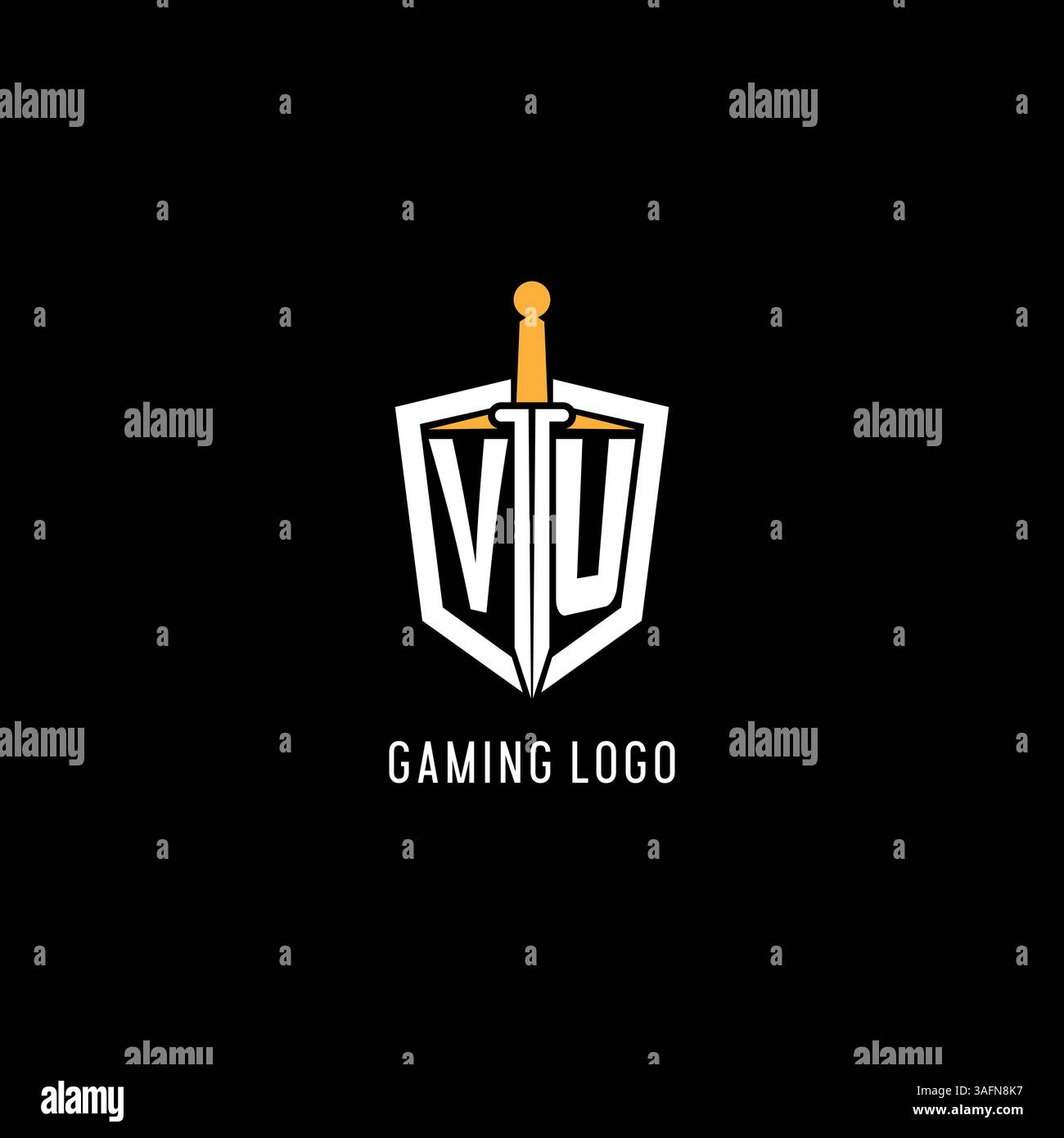 Letter VU logo with shield and sword design inspiration vector graphic ...