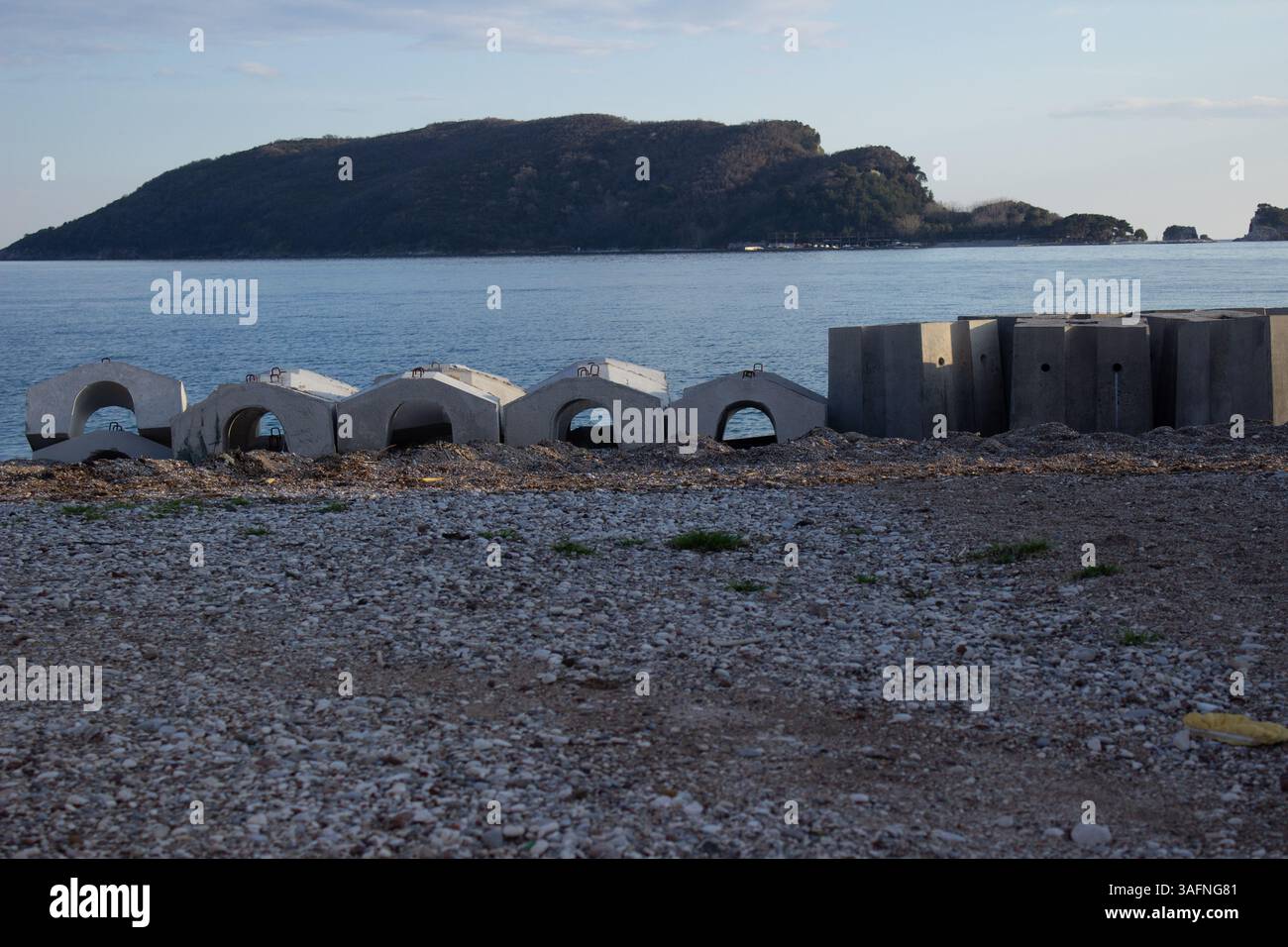 Details of Concrete Structures on the Beach Stock Photo - Alamy