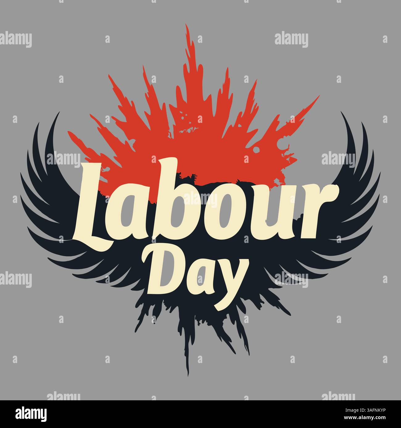 A striking design of labour day bold, stylized text in cream against a ...