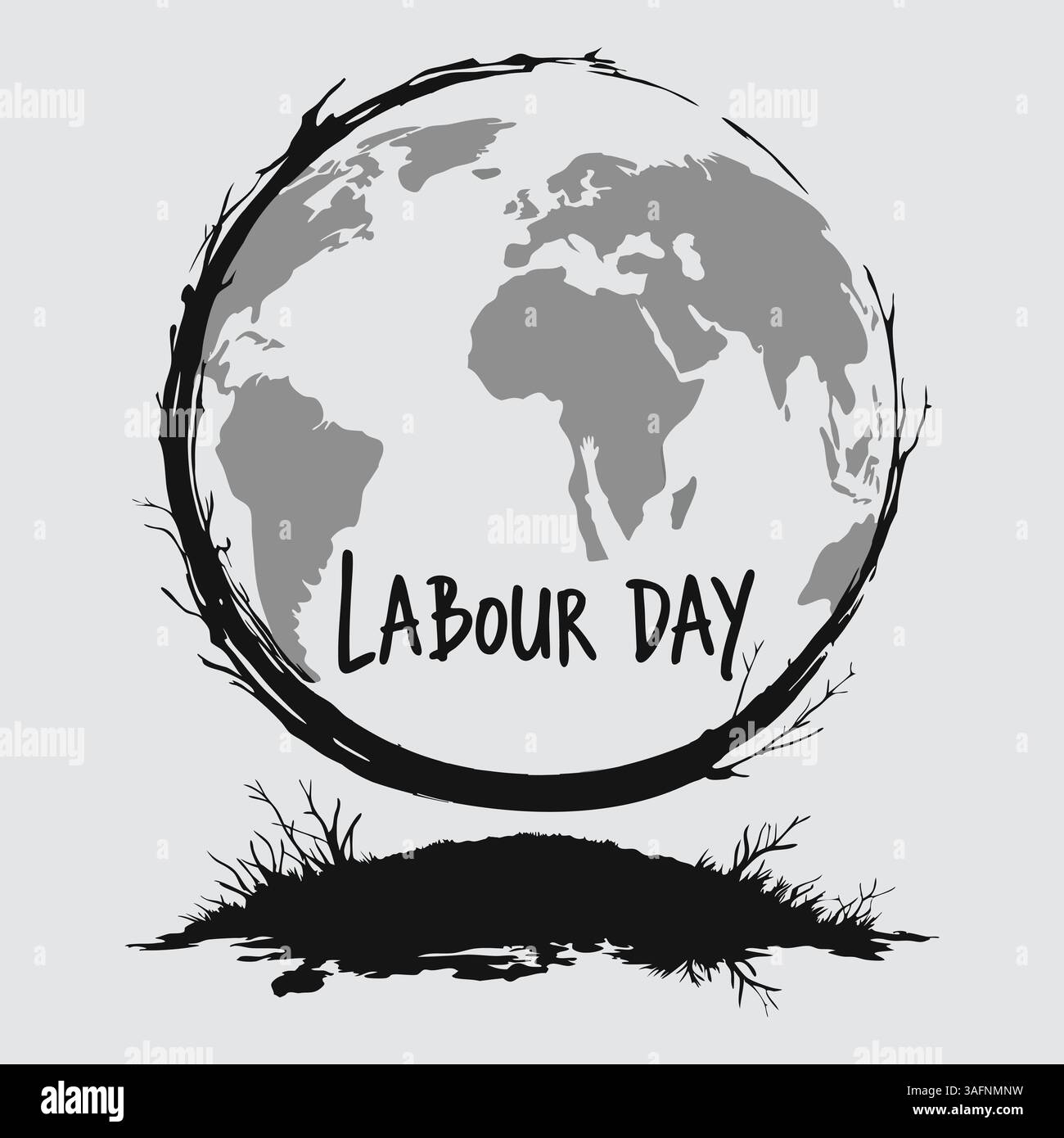 A striking design of a black and white illustration of the earth with ...