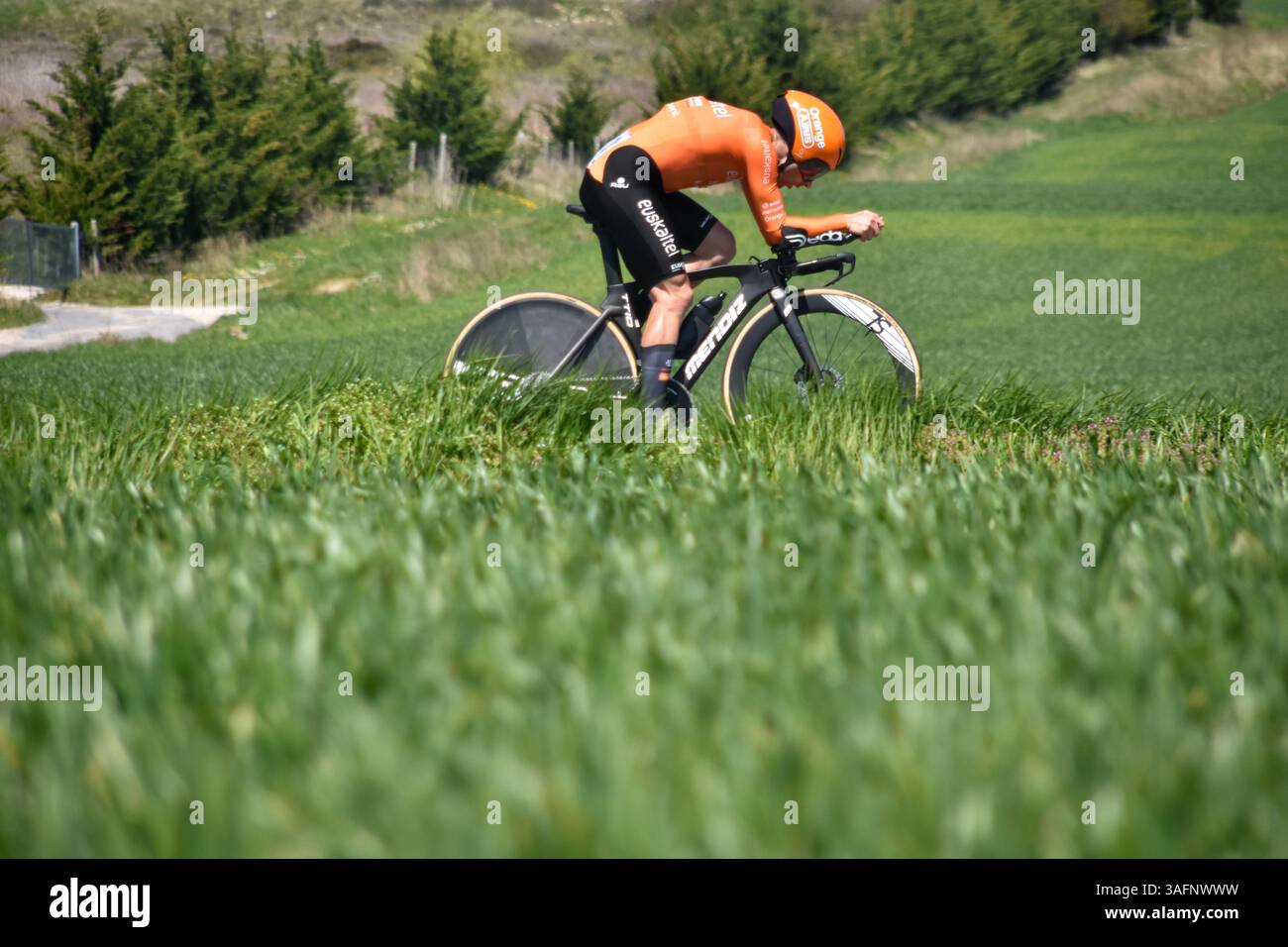 Vitoria, Alava, Euskadi, Spain, April 7, 2025: The cyclist Jon ...